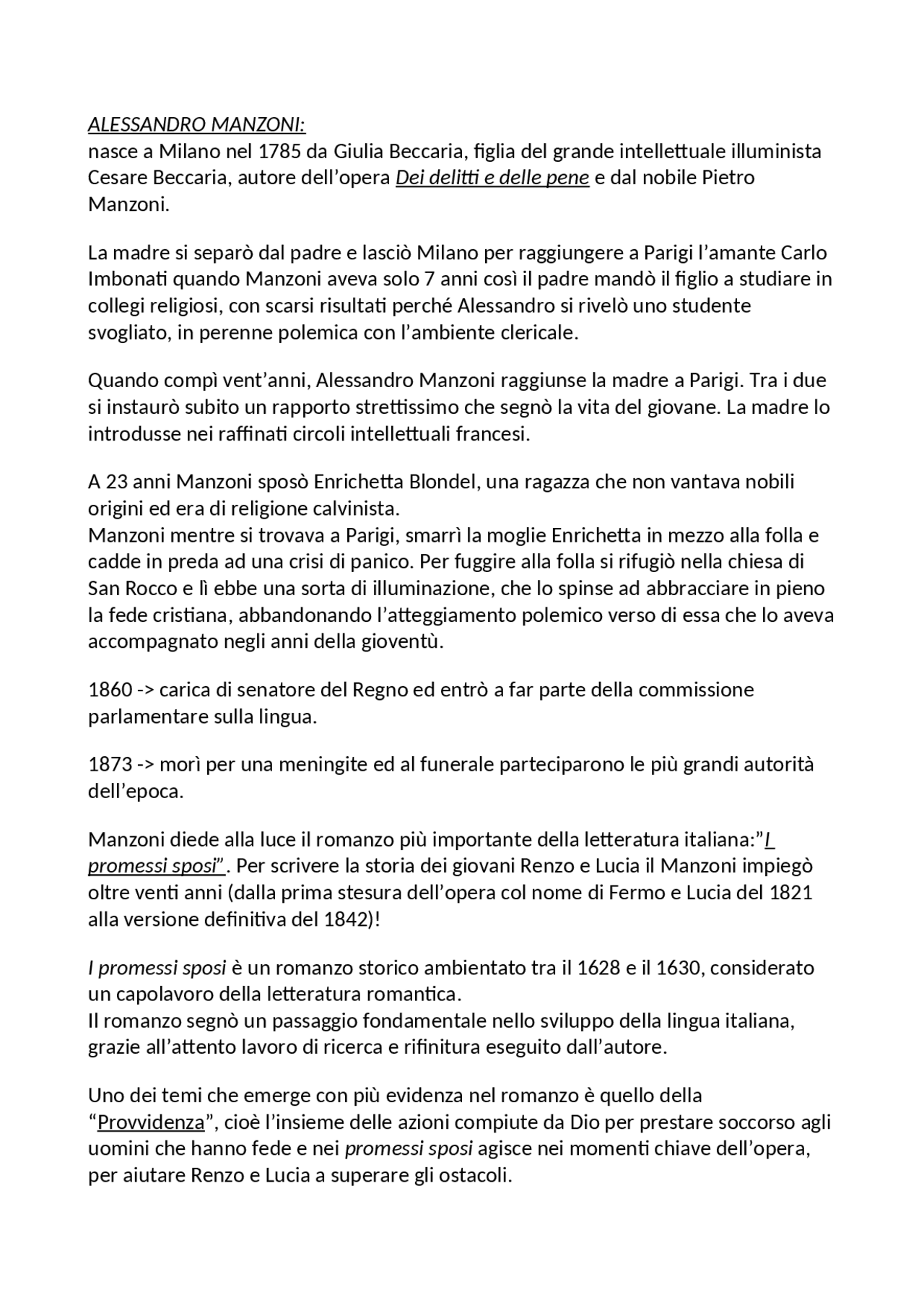 ALESSANDRO MANZONI VITA ED OPERE + RIASSUNTO PROMESSI SPOSI | Appunti ...