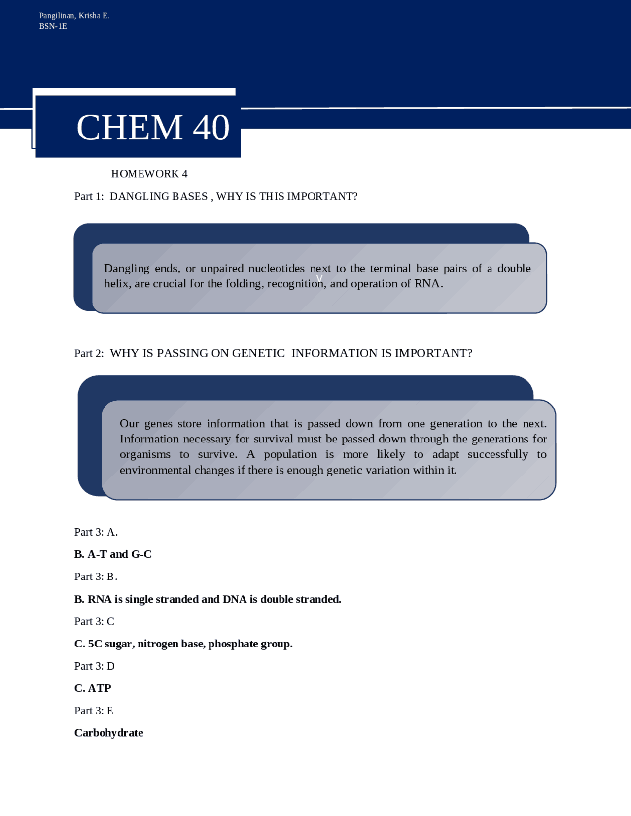Homework In Biochemistry Exercises Biochemistry Docsity