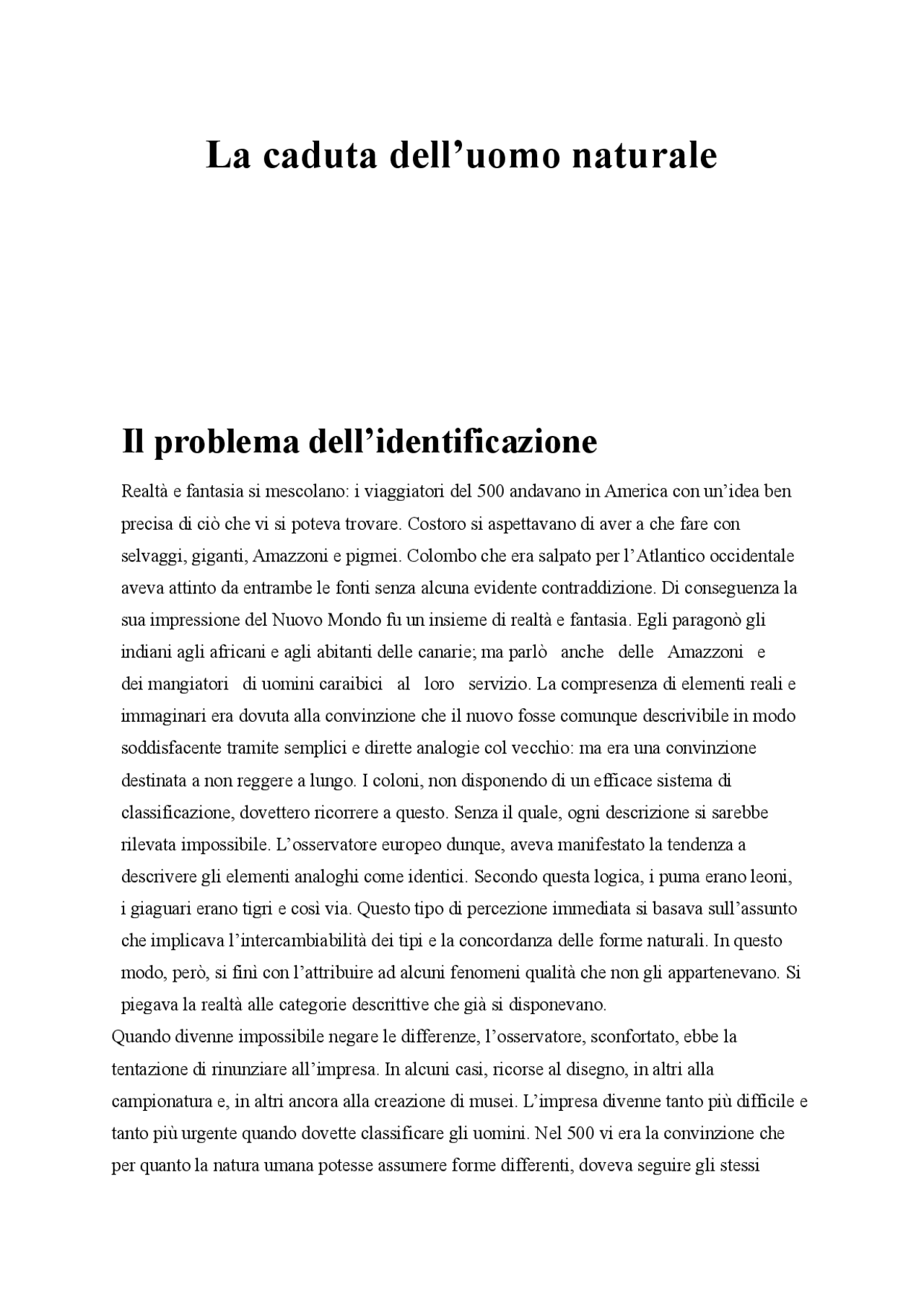 La caduta dell’uomo naturale - Anthony Pagden | Sintesi del corso di ...