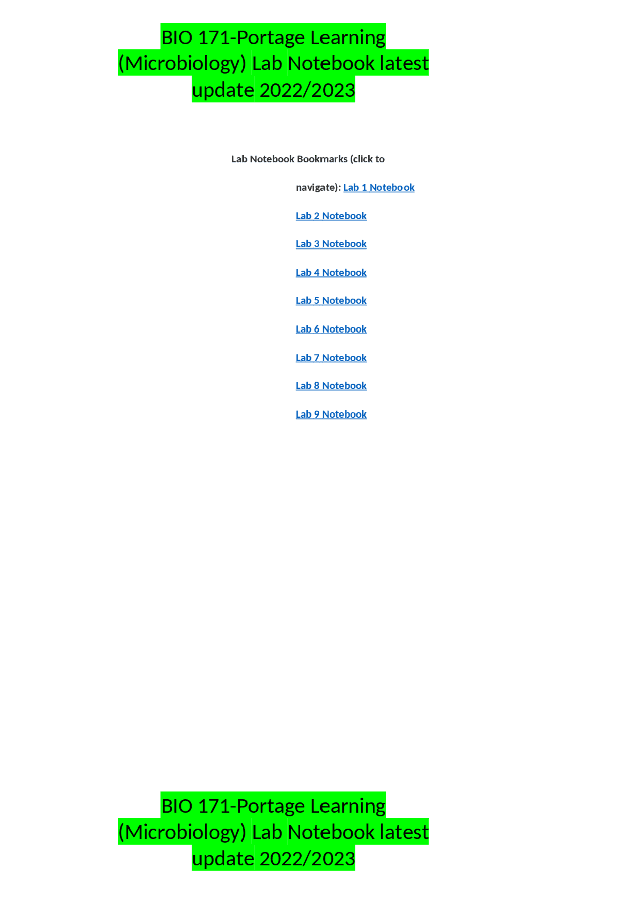 BIO 171-Portage Learning (Microbiology) Lab Notebook latest update 2022 ...