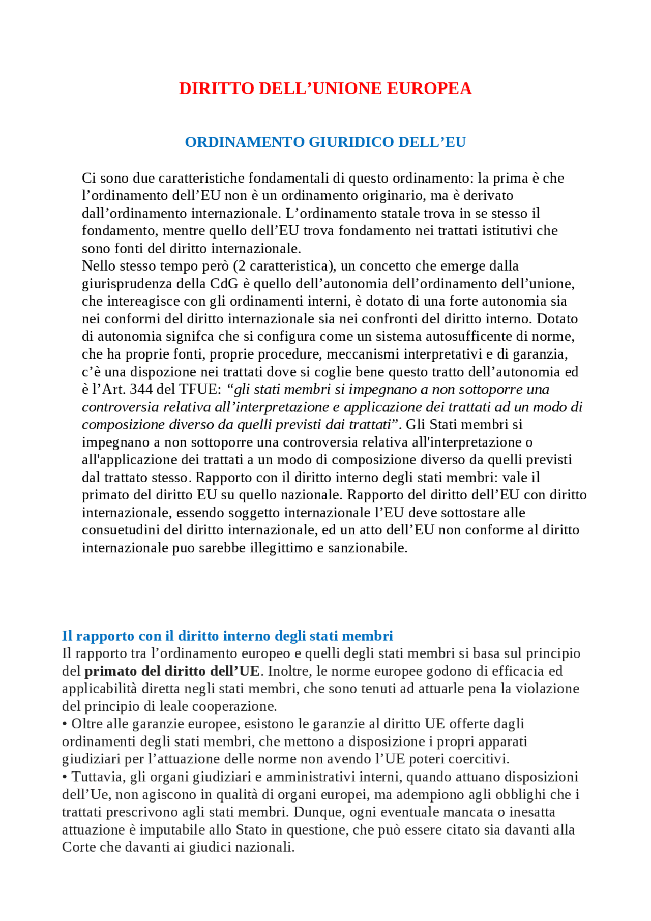 Primato diritto europeo sulla legge interna: analisi Corte di Giustizia - Prof. Santini ...