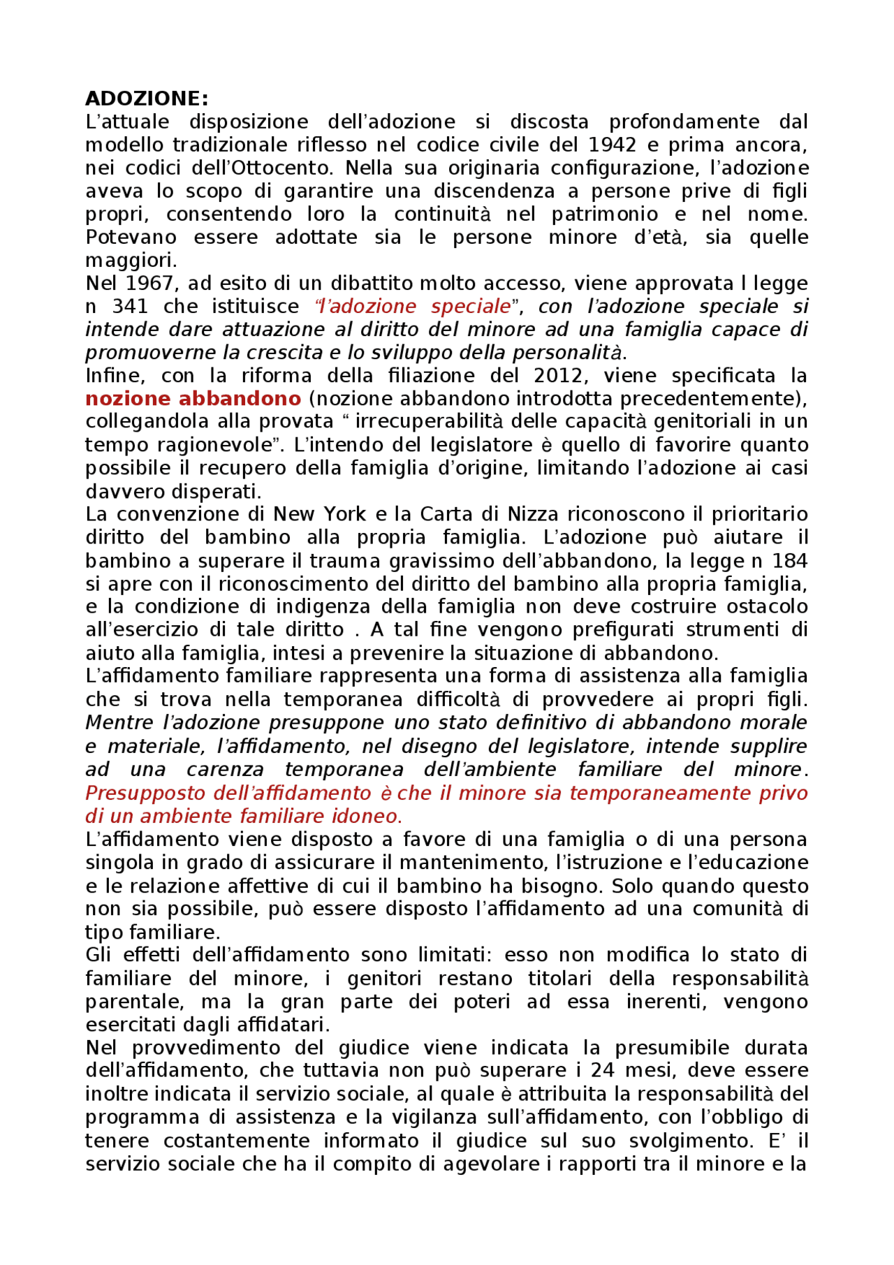 Appunti Relativi Alladozione Schemi E Mappe Concettuali Di Diritto