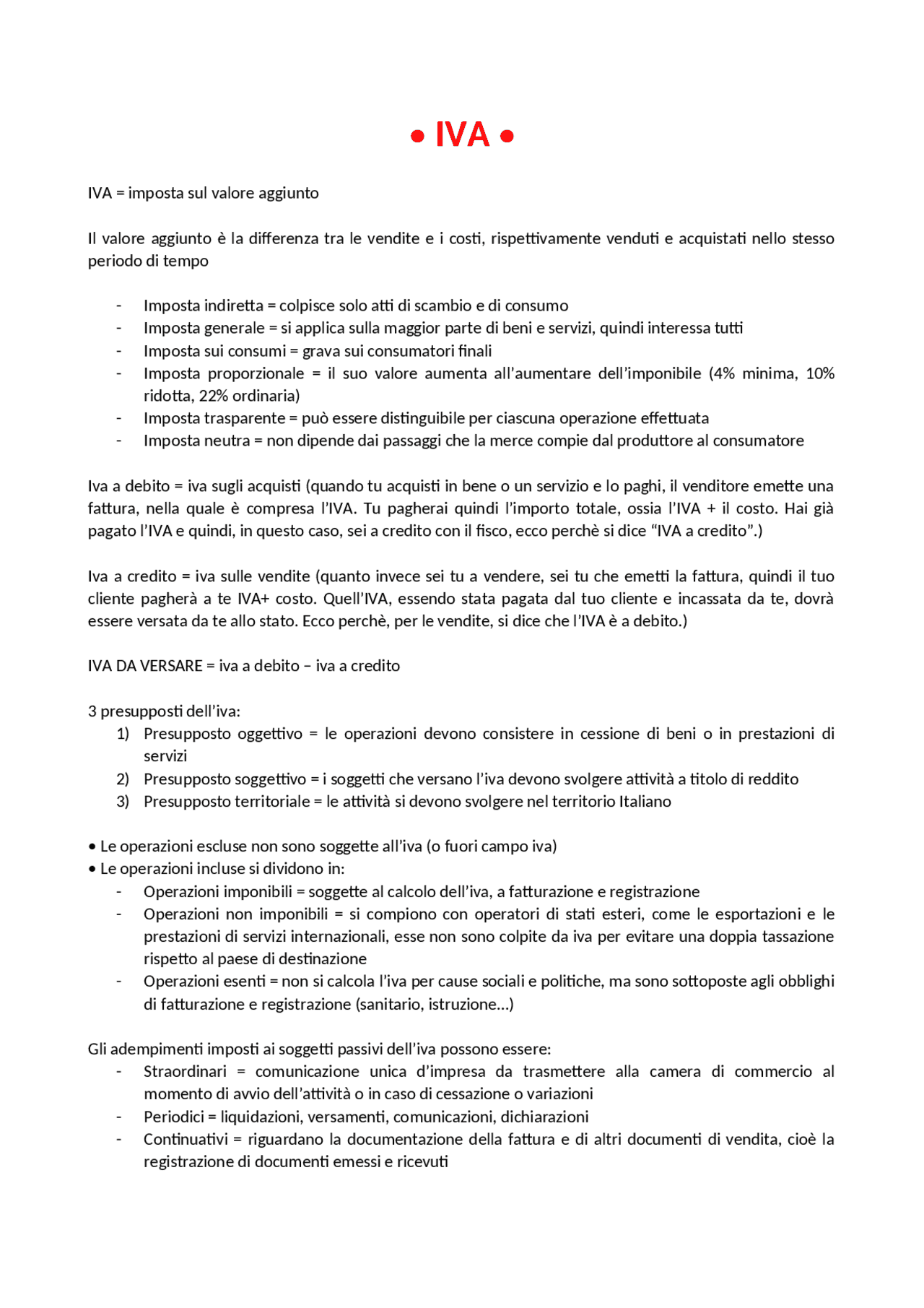Imposta Sul Valore Aggiunto Iva Schemi E Mappe Concettuali Di