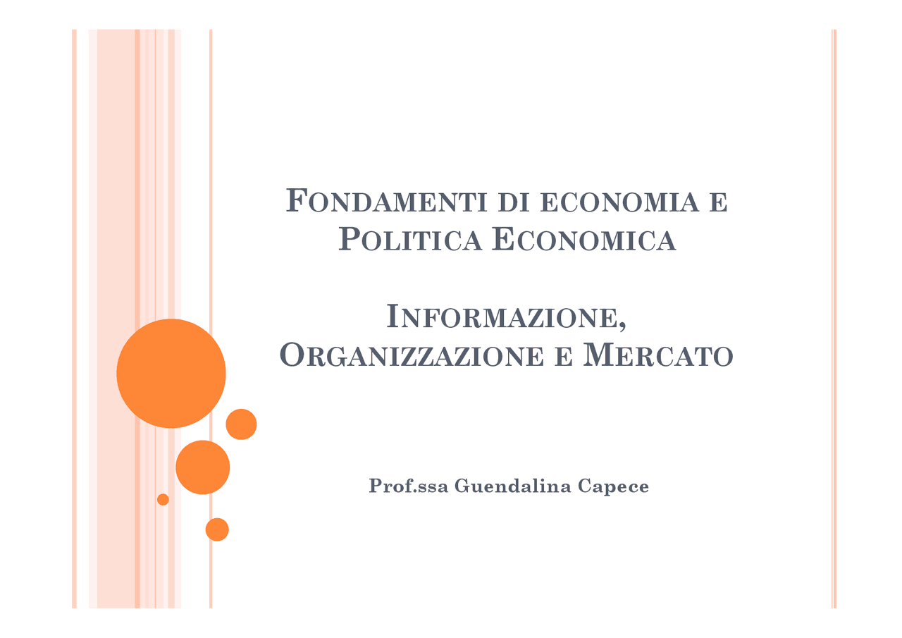 Slide di economia politica La sapienza | Slide di Economia Politica ...
