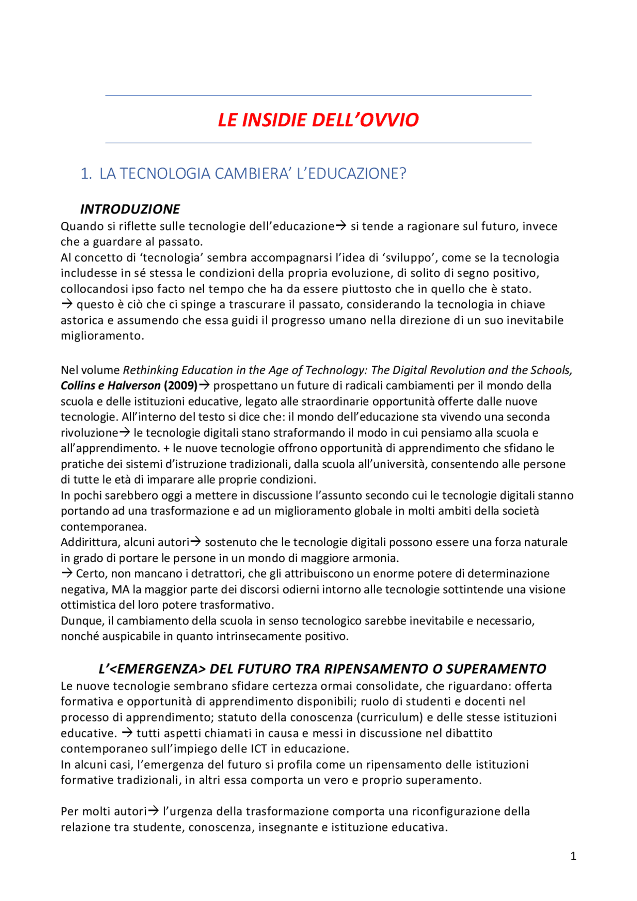 Le insidie dell'ovvio, Maria Ranieri. | Sintesi del corso di Didattica ...