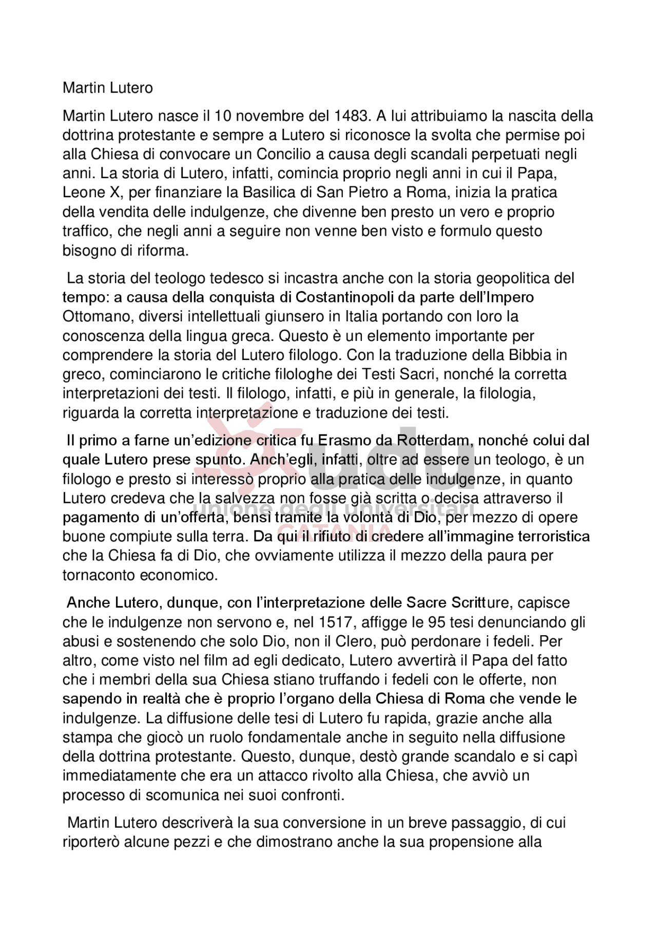 Martin Lutero E La Riforma Sintesi Del Corso Di Storia Moderna Docsity