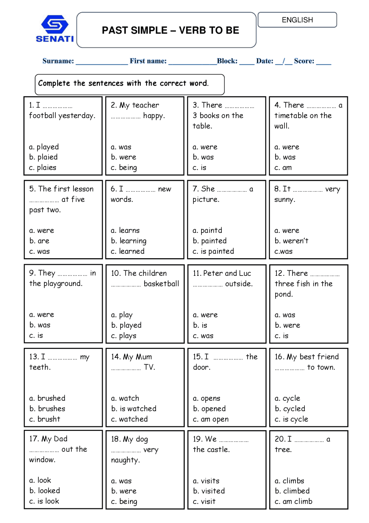 Ingles tecnico evaluacion | Ejercicios de Inglés Técnico | Docsity
