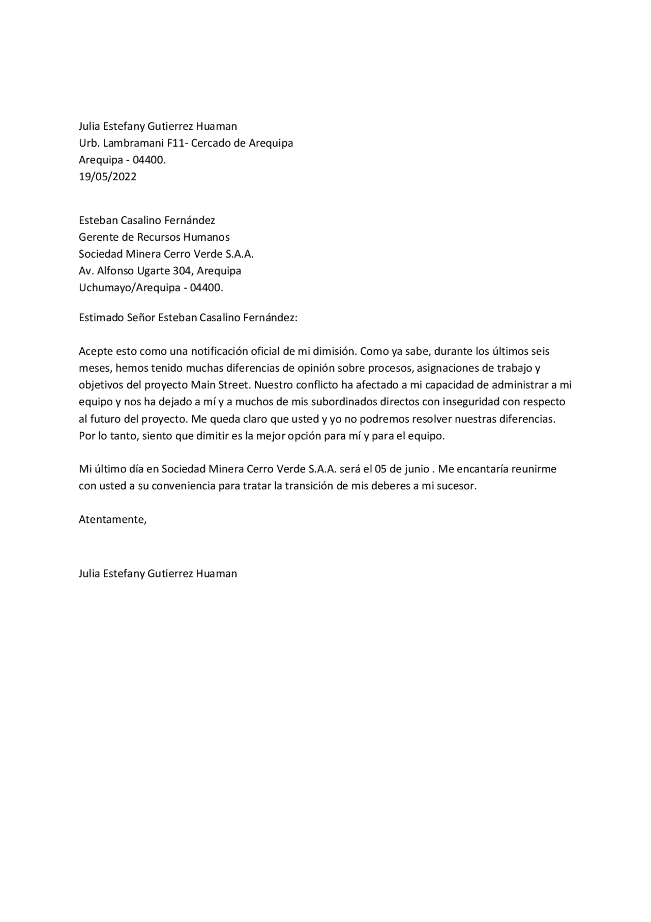 Carta Formal RedacciÓn Ejercicios De Redacción De Autobiografías