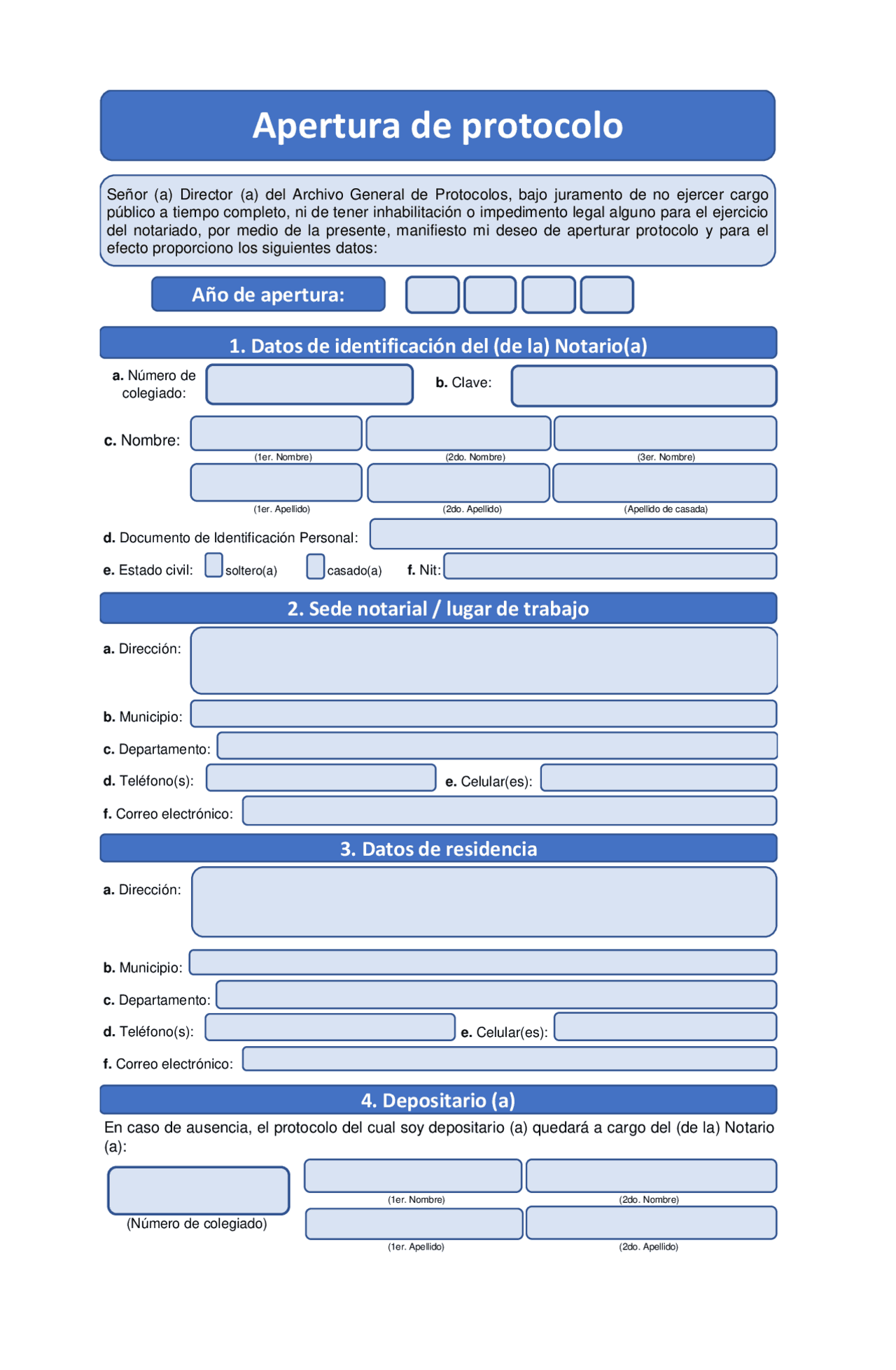 APERTURA DE PROTOCOLO | Ejercicios de Derecho | Docsity