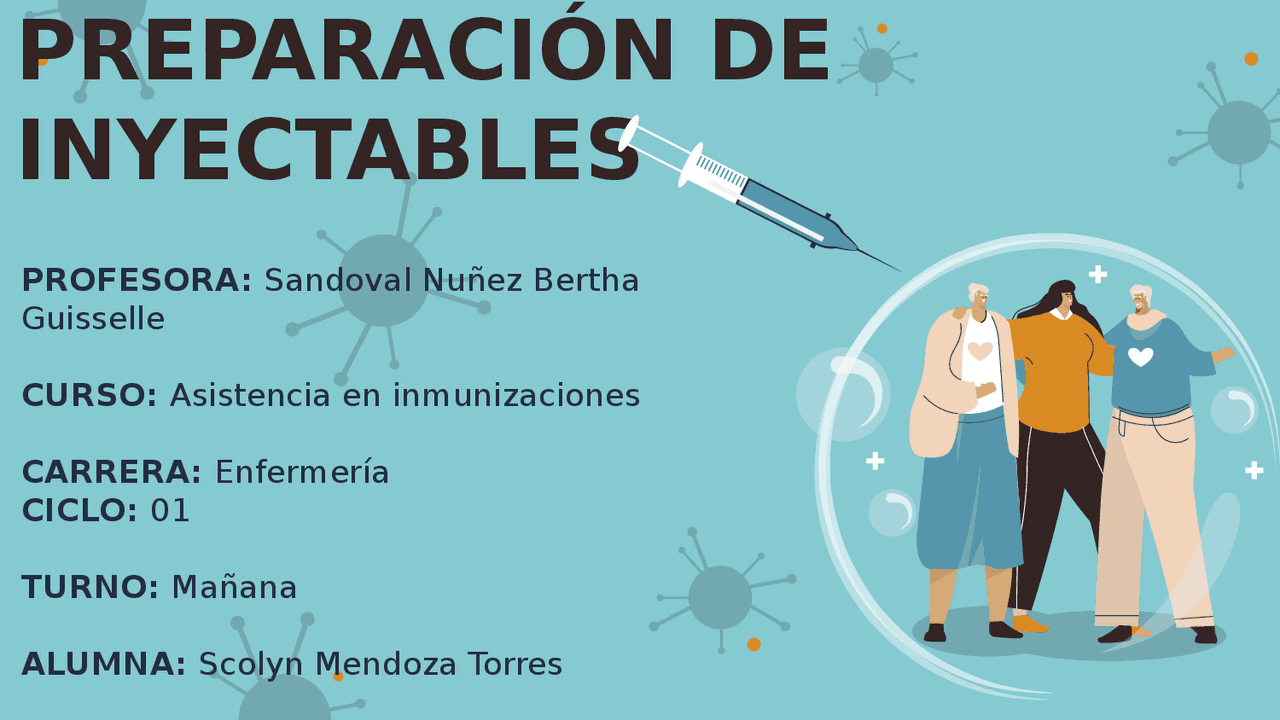 Preparación de inyectables | Diapositivas de Medicina | Docsity