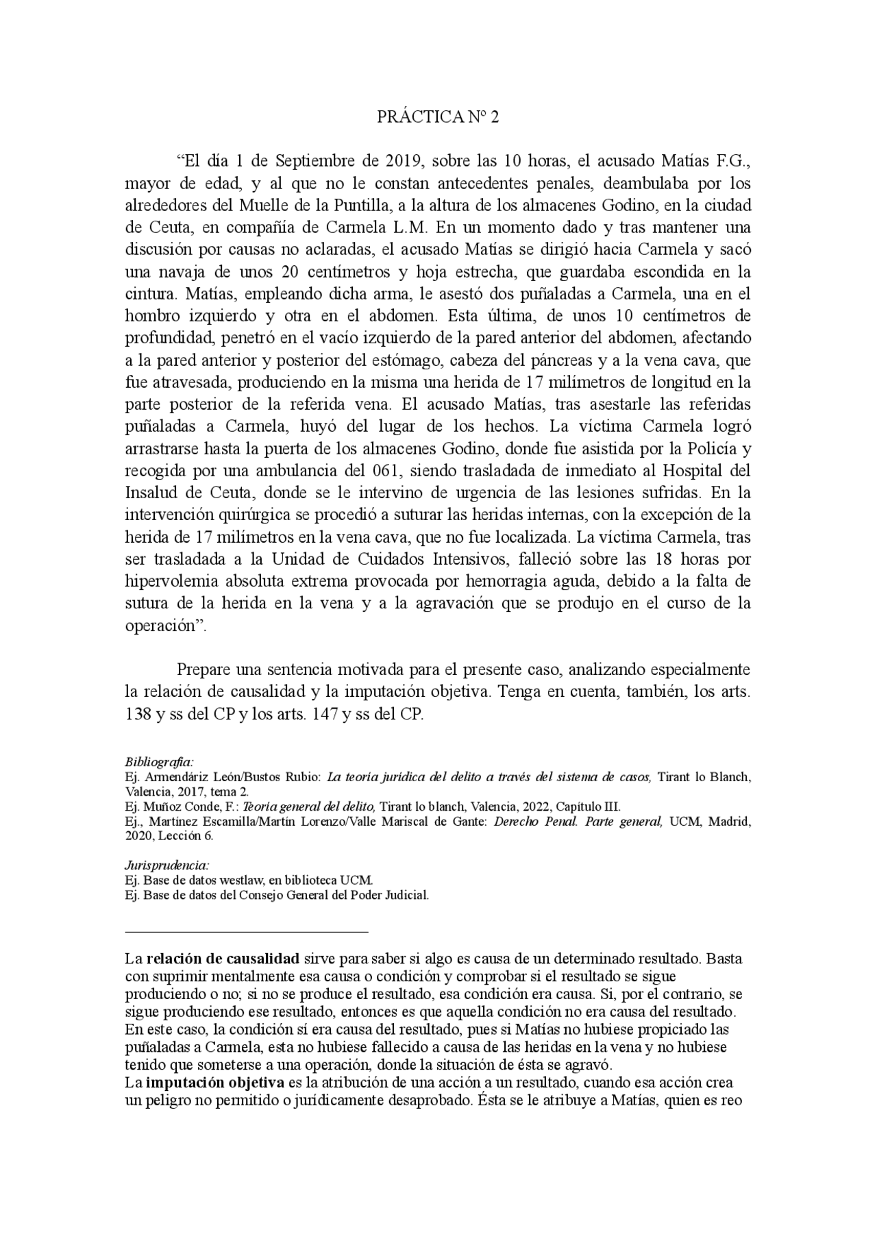 Práctica Derecho Penal Ejercicios De Derecho Penal Docsity