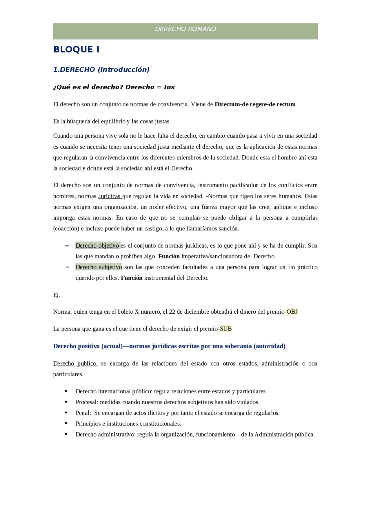 Derecho Romano Bloque 1 Resúmenes De Derecho Romano Docsity