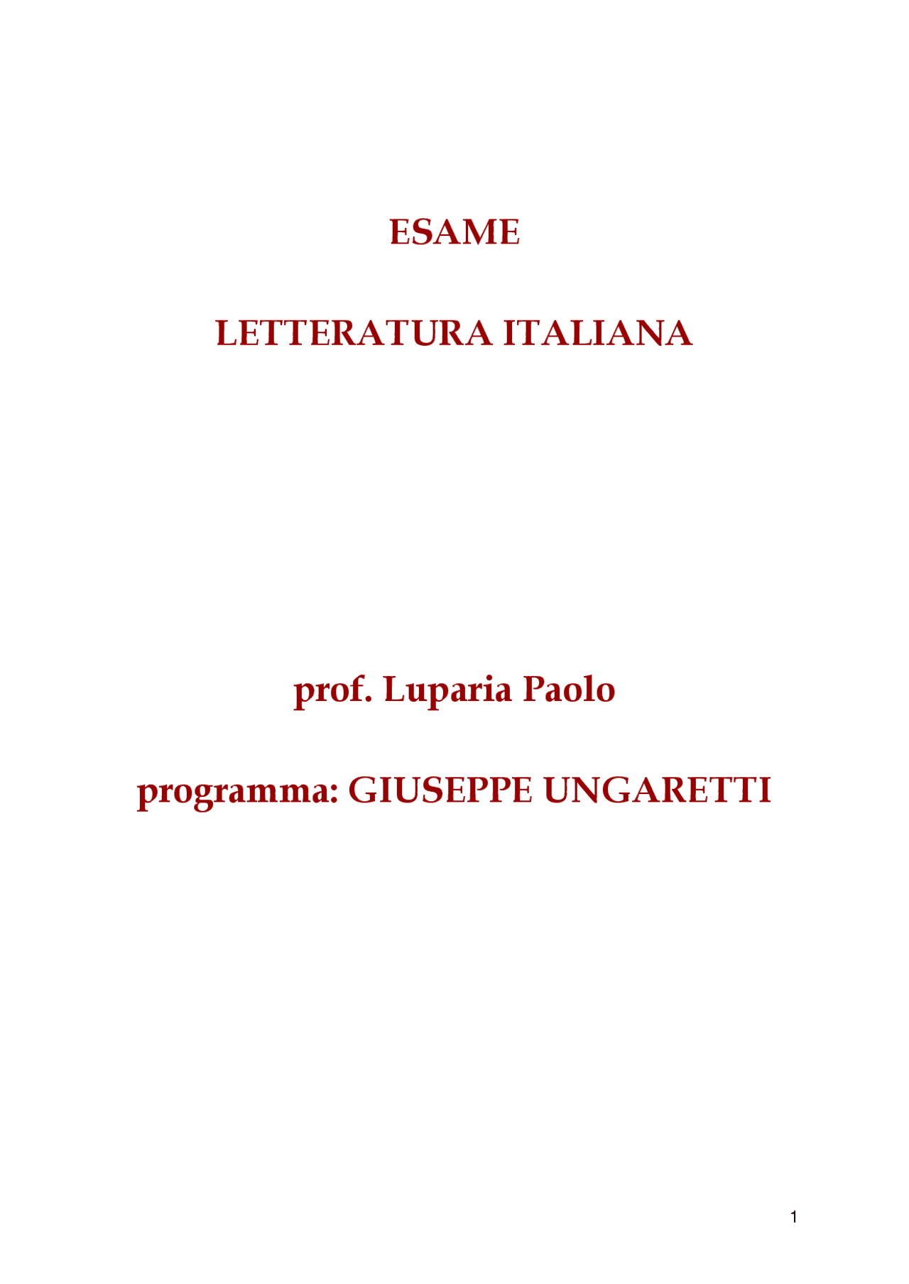 Appunti Completi Ungaretti Appunti Di Letteratura Italiana Docsity