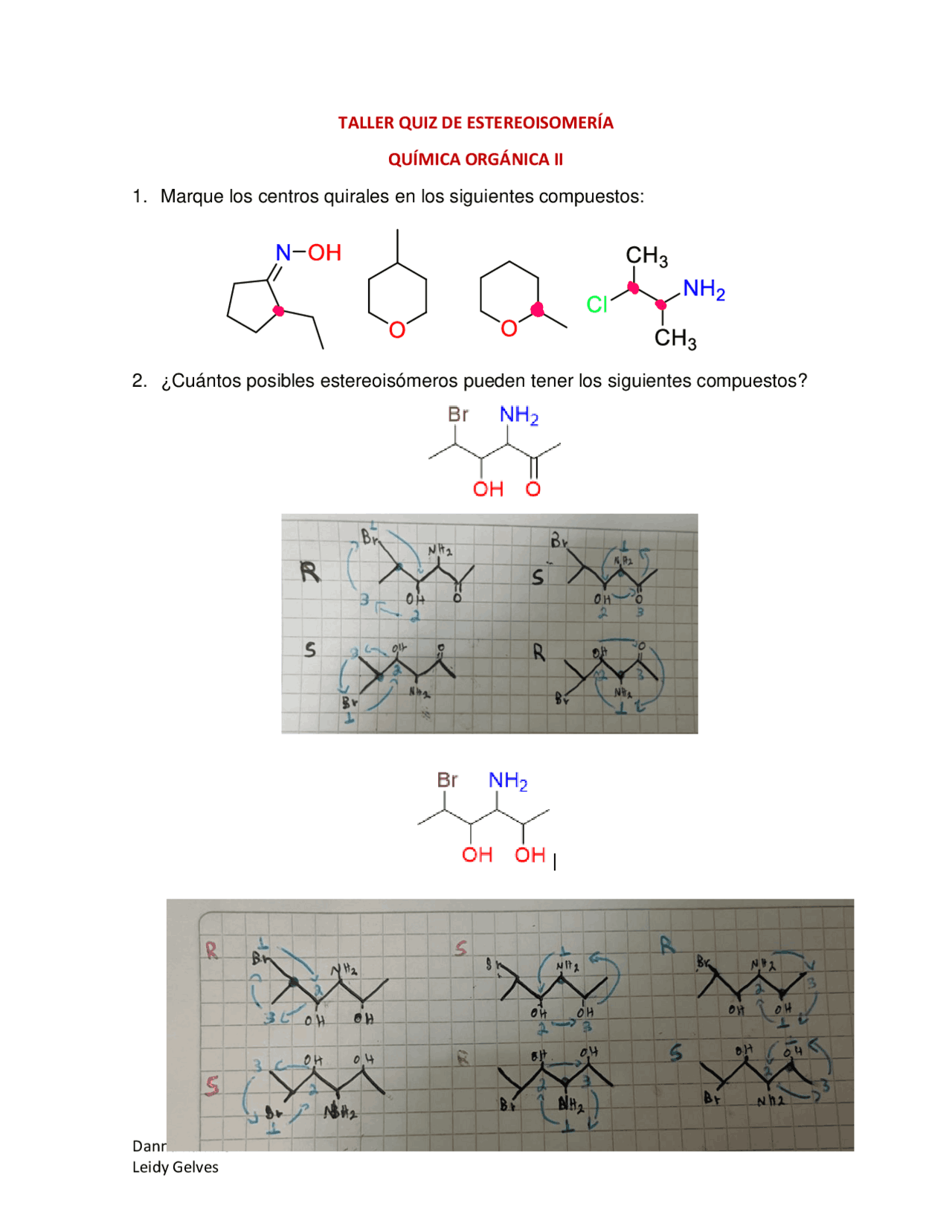 ESTEREOISOMERIA QUIMICA ORGANICA | Ejercicios de Química Orgánica | Docsity
