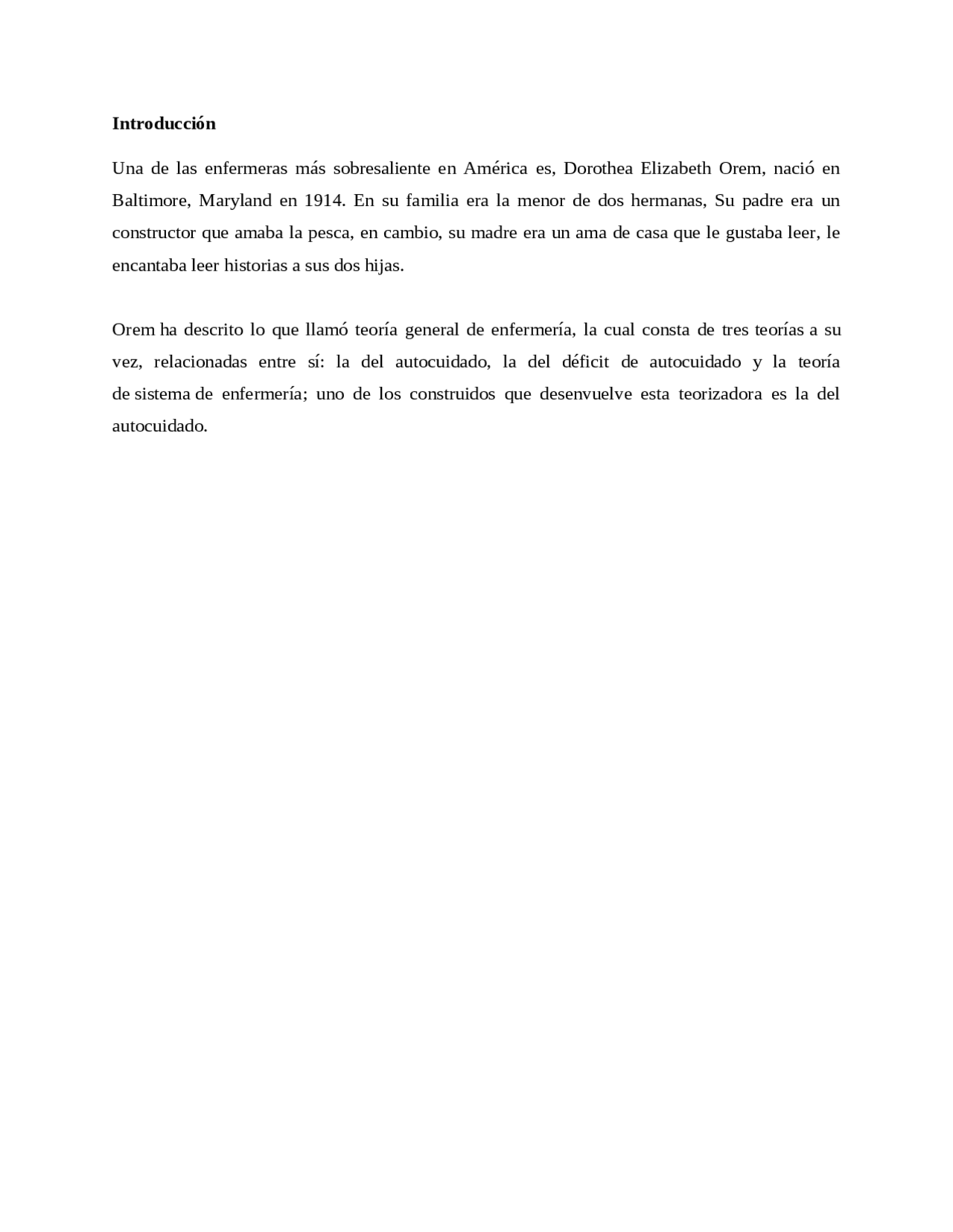 Monografía De Dorothea Orem Monografías Ensayos De Enfermería Docsity