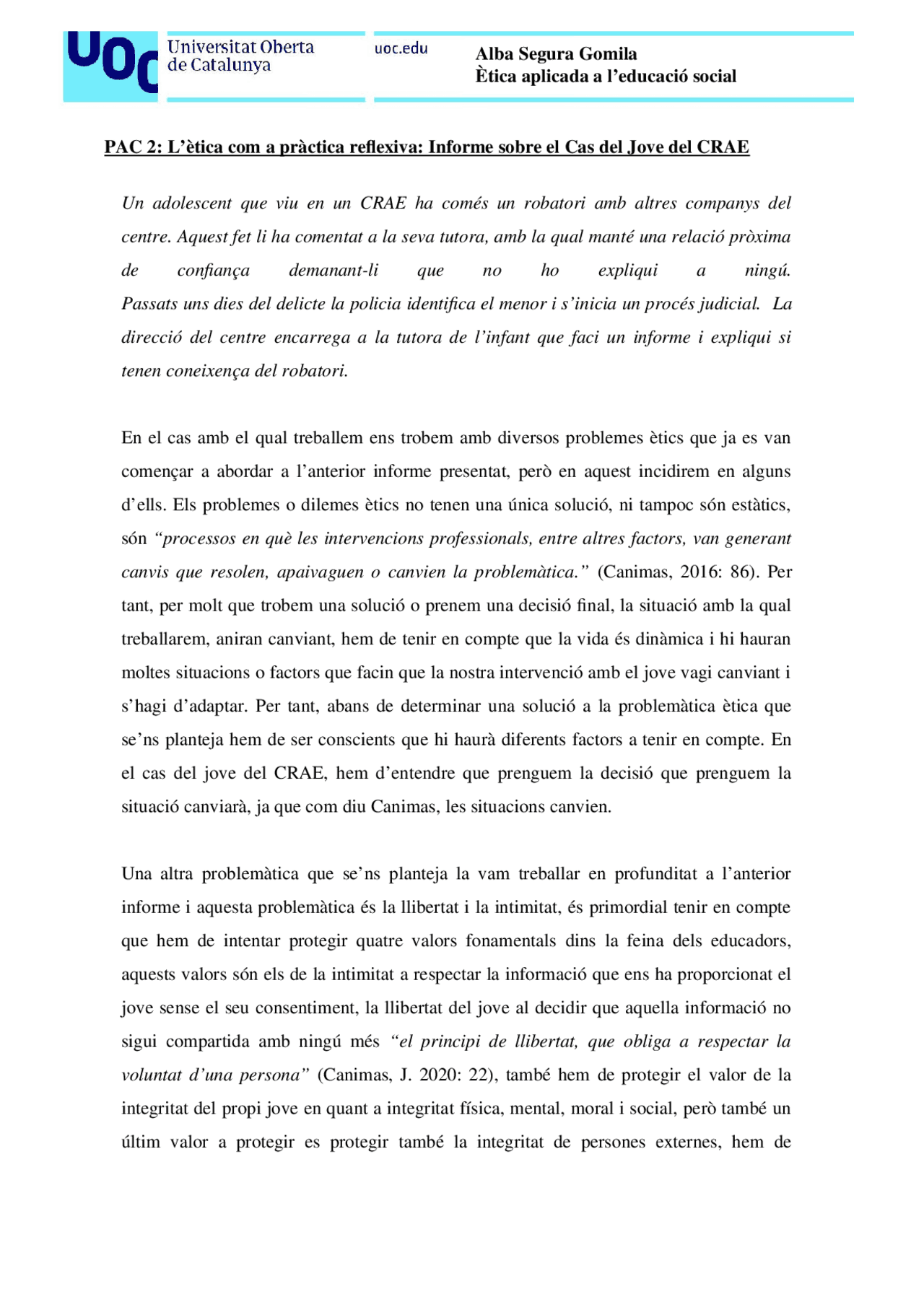 Pac 2 Ética 2022 Uoc Ejercicios De Ética Docsity