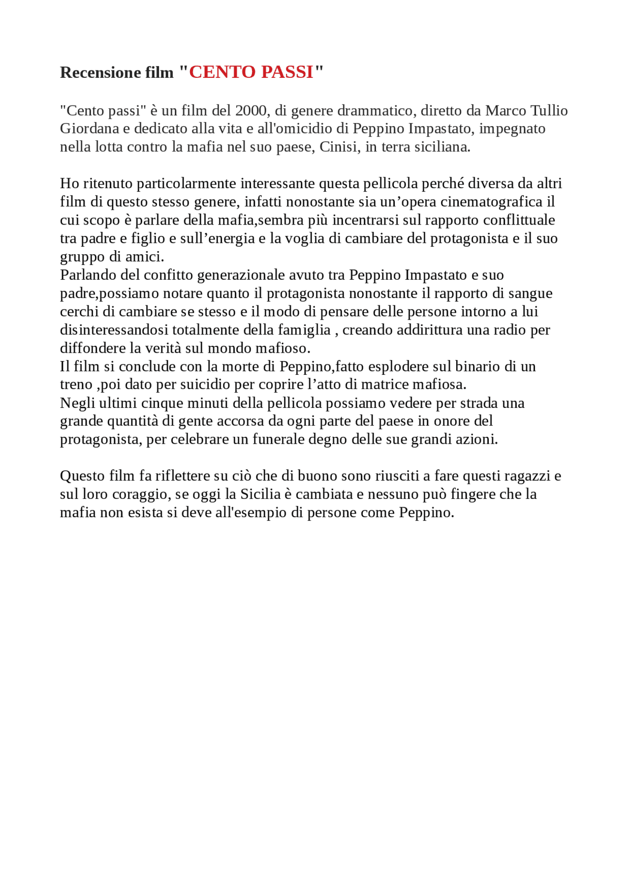 Recensione film "Cento Passi" | Guide, Progetti e Ricerche di Italiano ...