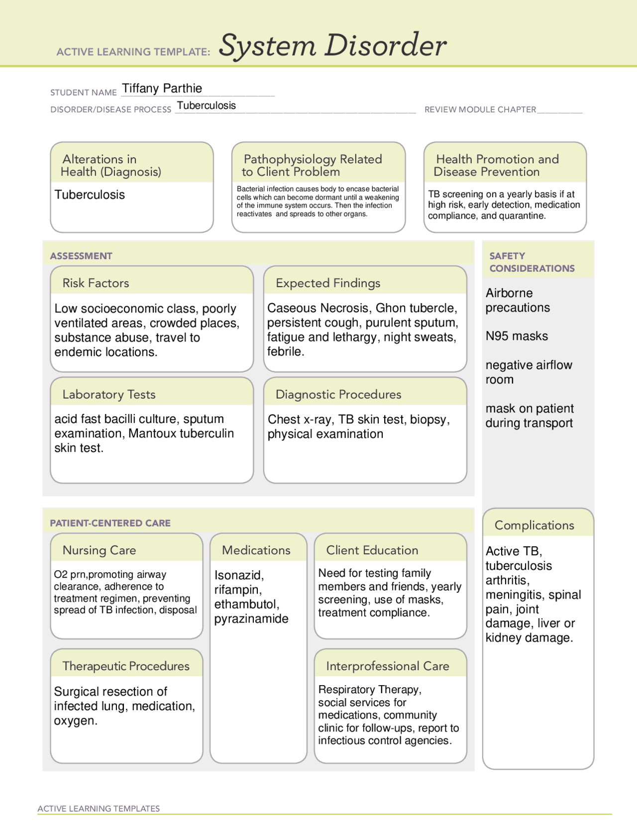 ALT System Disorder TB | Assignments Community Health | Docsity
