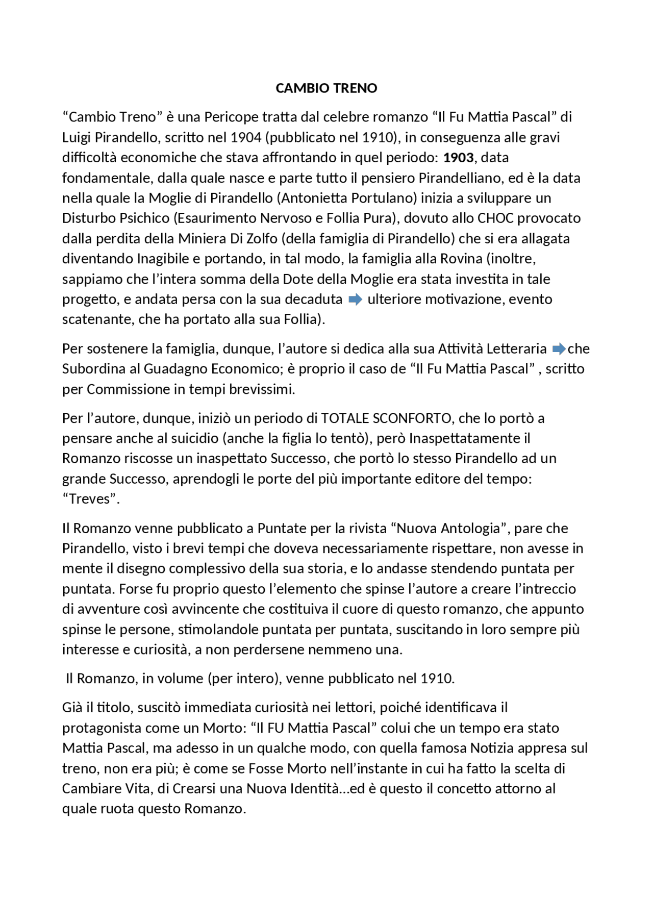 Cambio Treno Pirandello Appunti Appunti Di Italiano Docsity