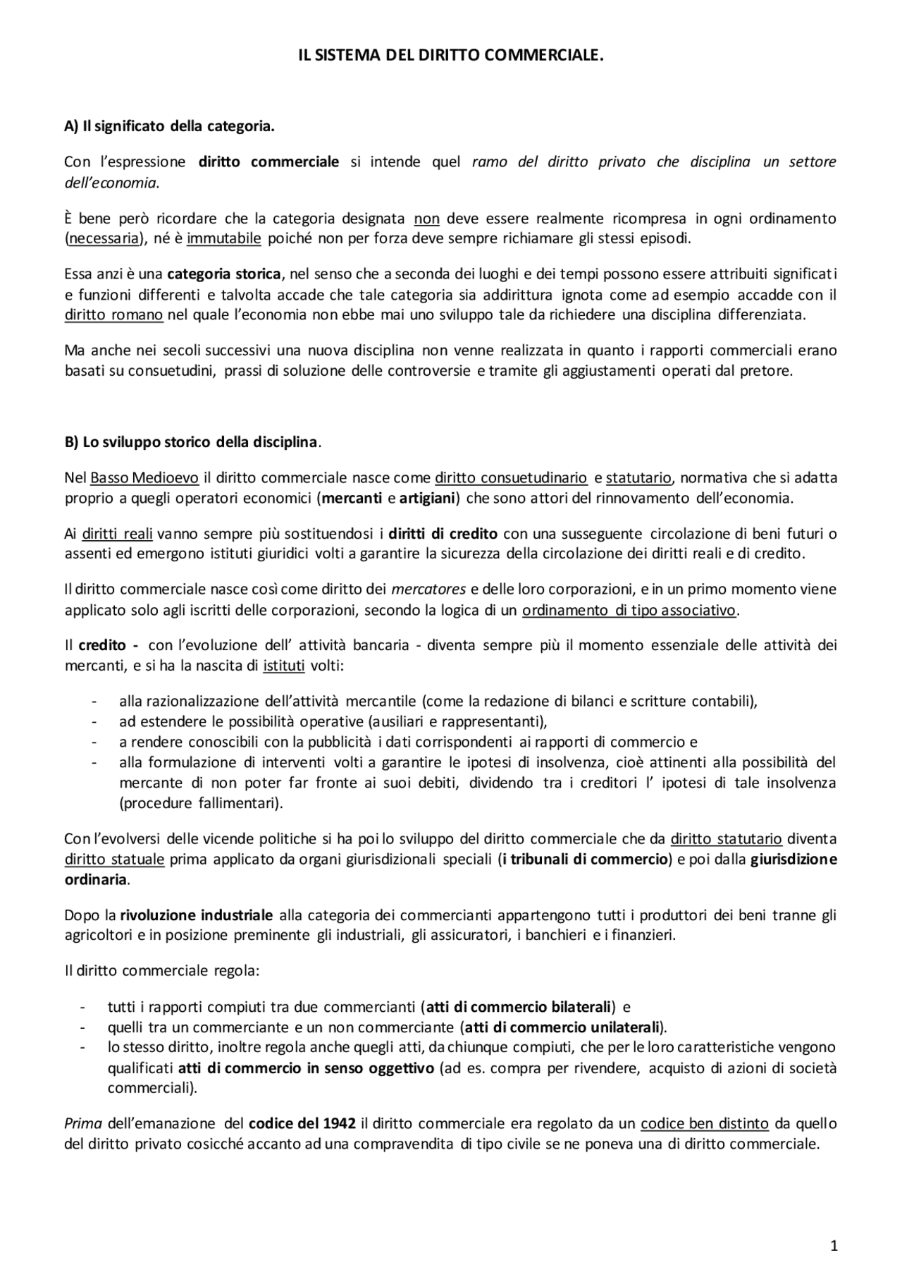 Loggetto Attuale Del Diritto Commerciale Le Fonti Del Diritto