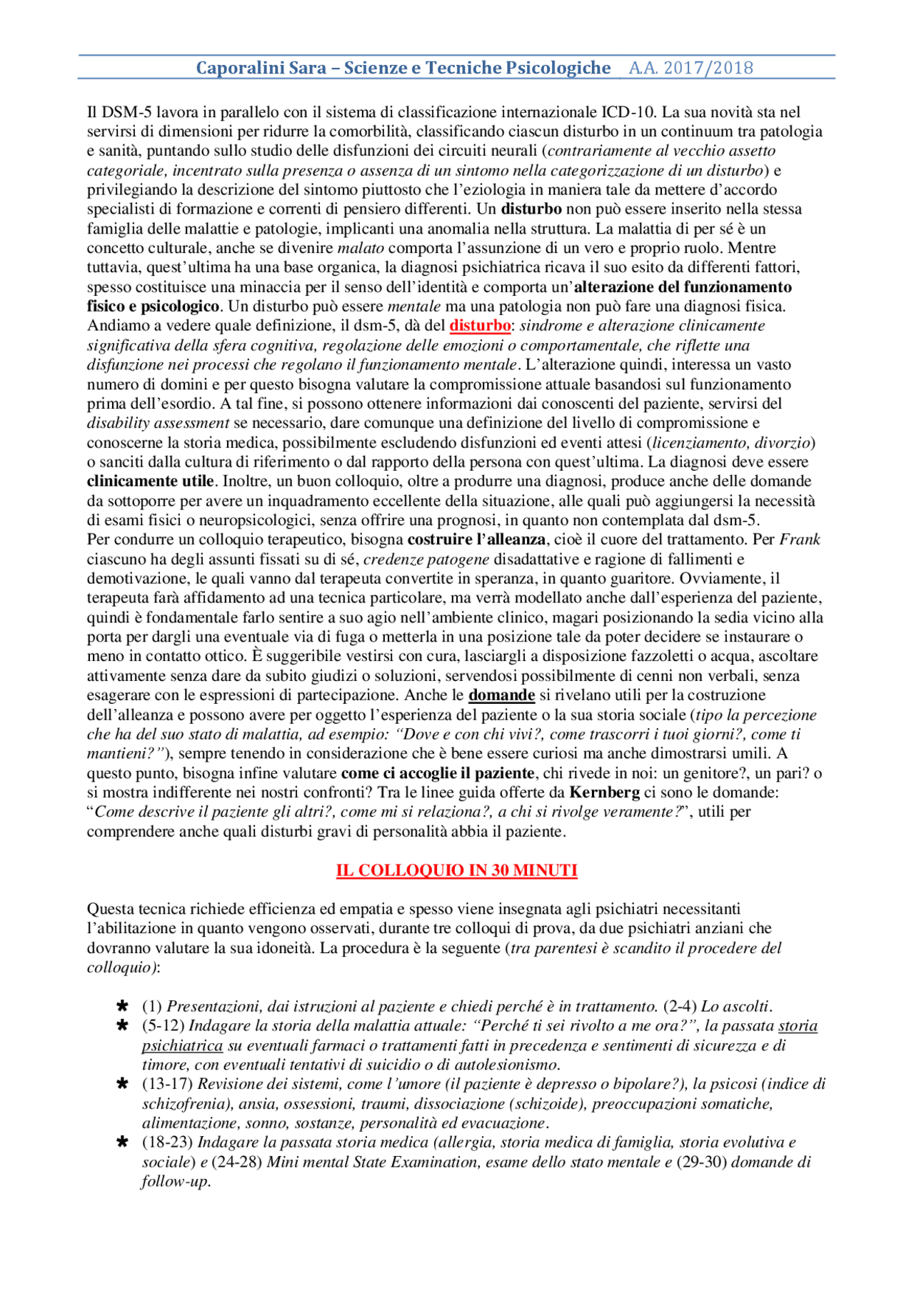 Riassunto Lesame Con Il Dsm 5” Teorie E Tecniche Del Colloquio