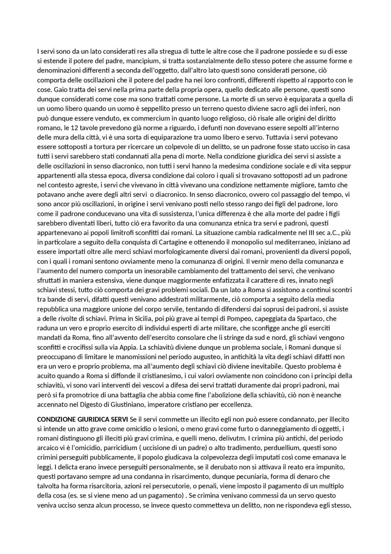 Condizione Giuridica Servi Appunti Di Diritto Romano Docsity
