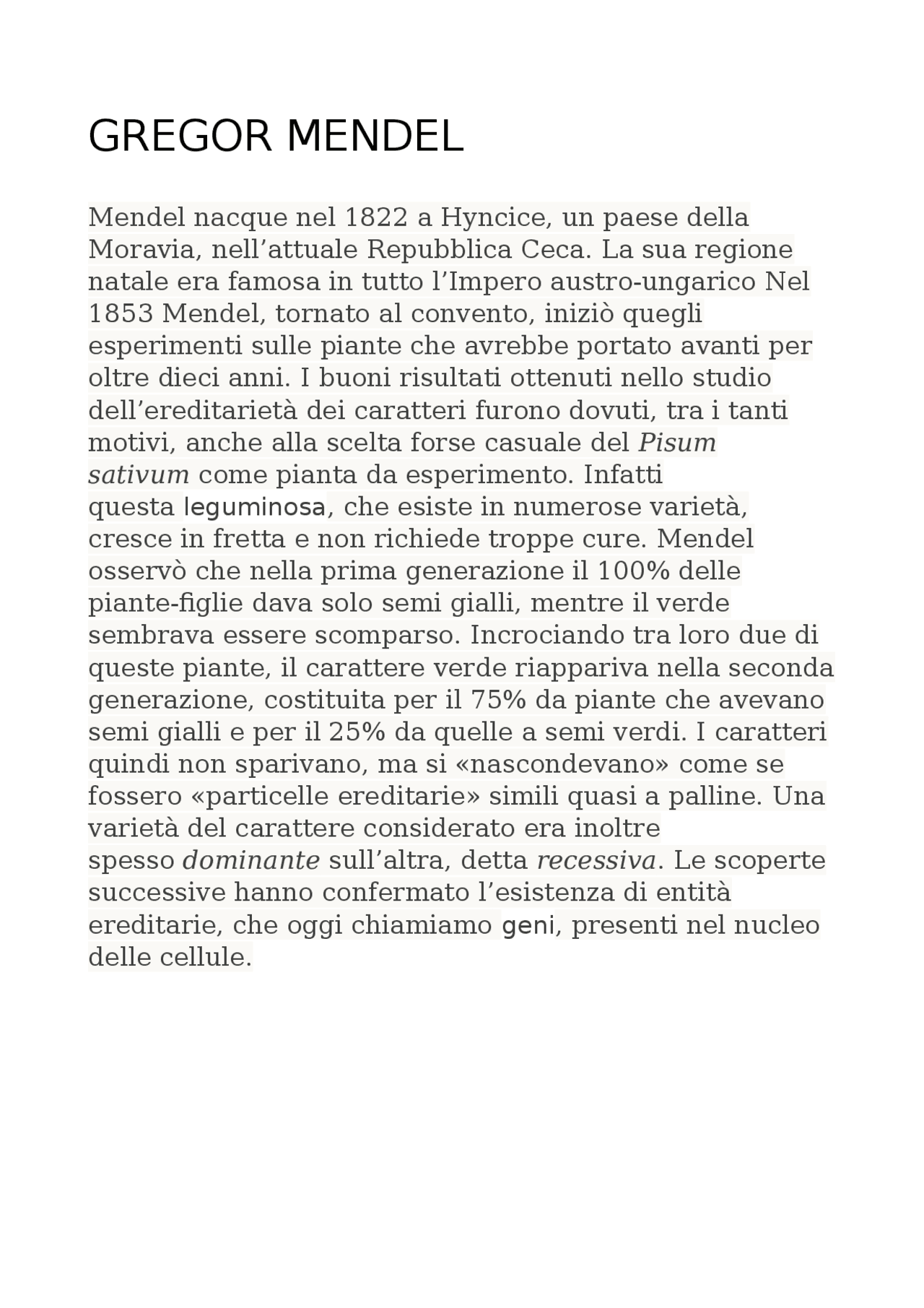 Gregor Mendel e la sua scoperta con i piselli odorosi | Appunti di ...