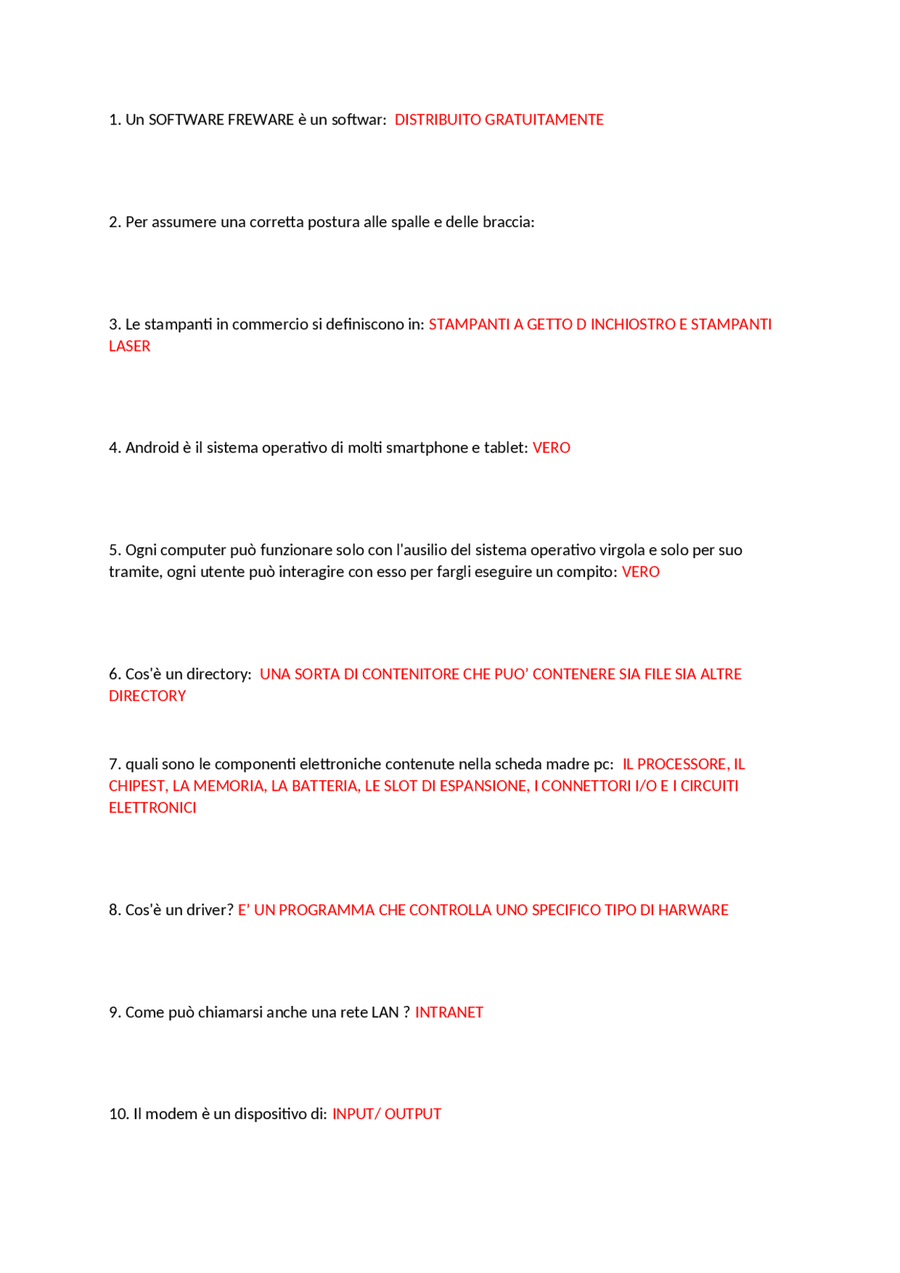 Varie domande del modulo 1 eipass anno 2022 | Prove d'esame di Informatica | Docsity