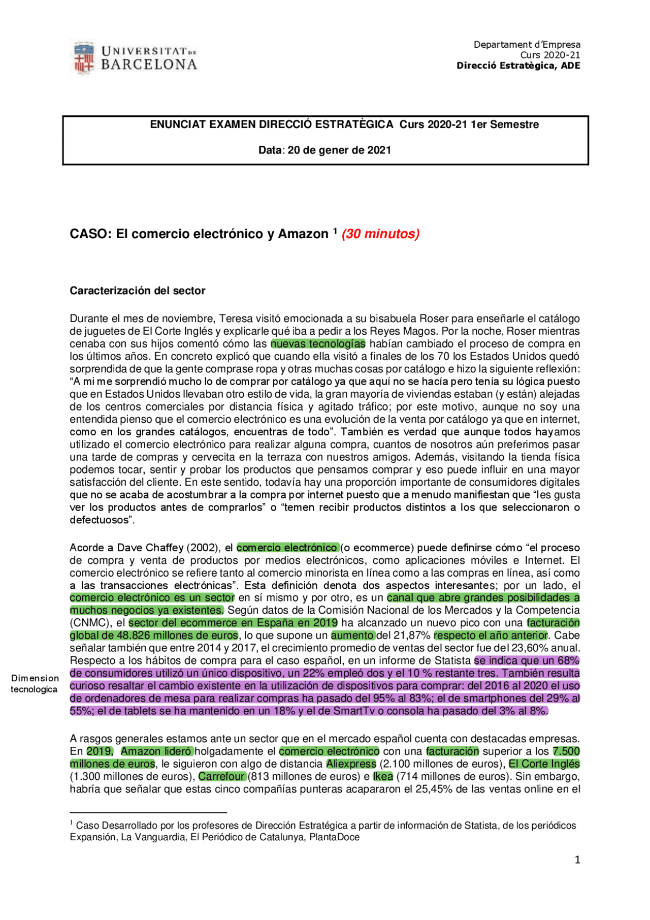 Ejercicio Practico De Amazon Exámenes De Dirección Estratégica Docsity