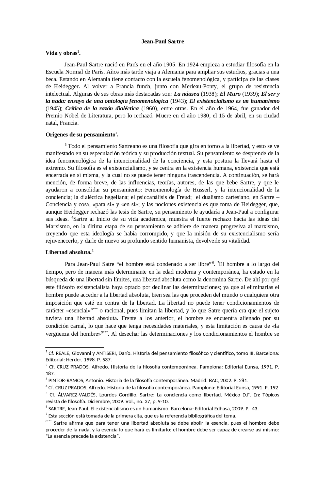 Síntesis Del Pensamiento Filosófico De Jean Paul Sartre Resúmenes De