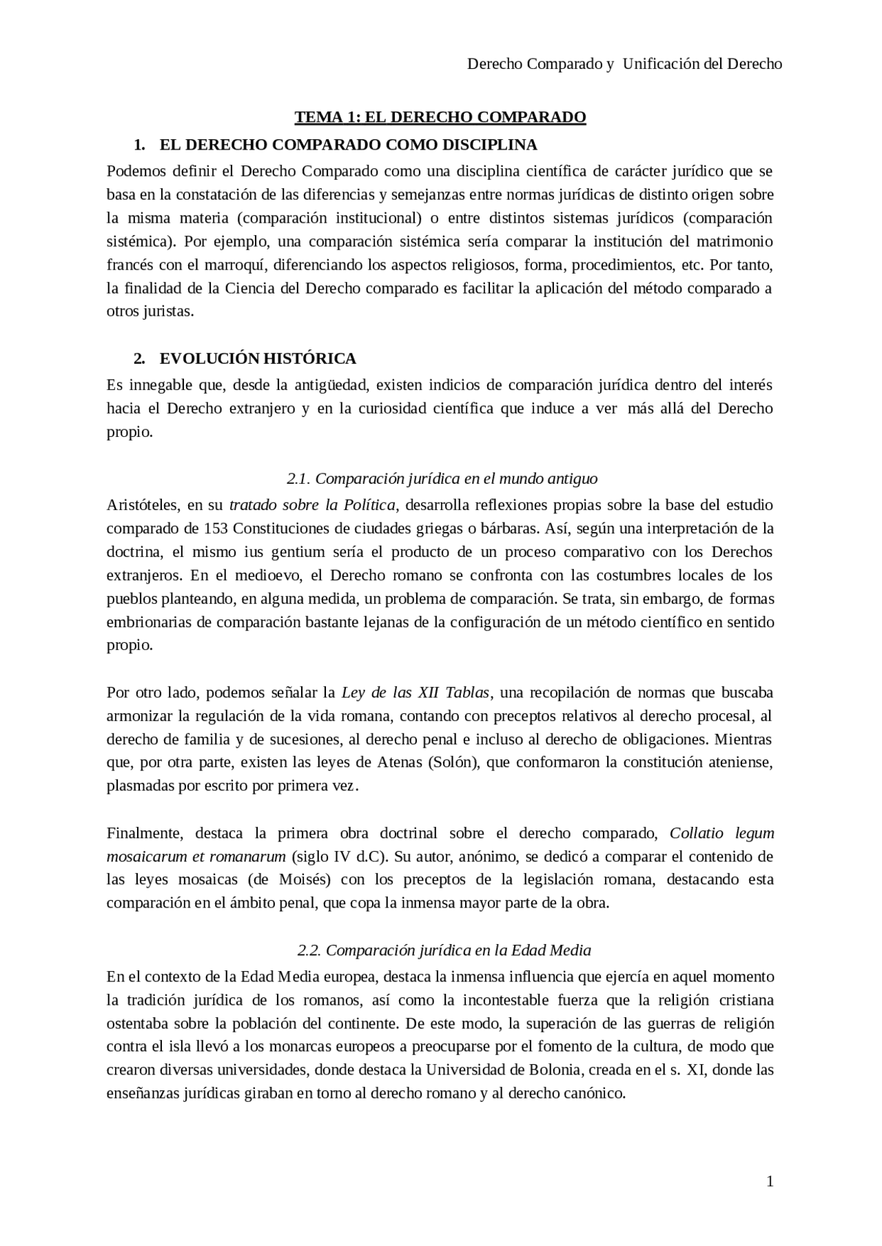 DERECHO COMPARADO TEMA 1 | Apuntes de Derecho Comparado | Docsity