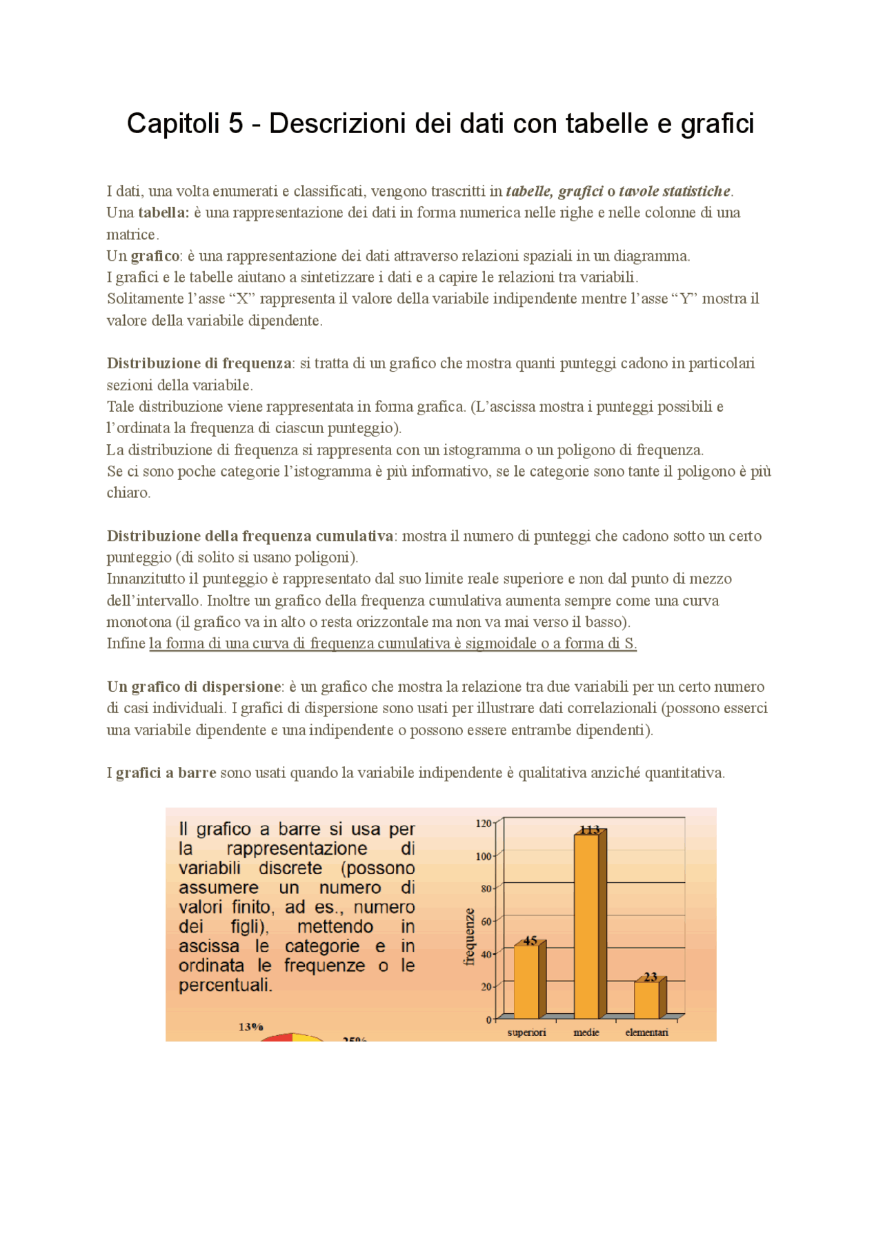 Capitolo 5 Descrizioni Dei Dati Con Tabelle E Grafici Sintesi Del