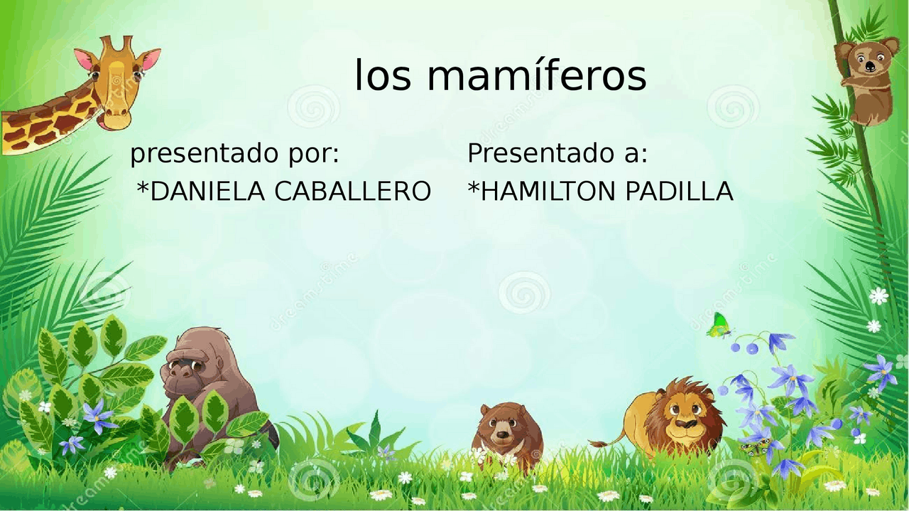 Diapositivas tratadas de los mamiferos | Diapositivas de Biología | Docsity