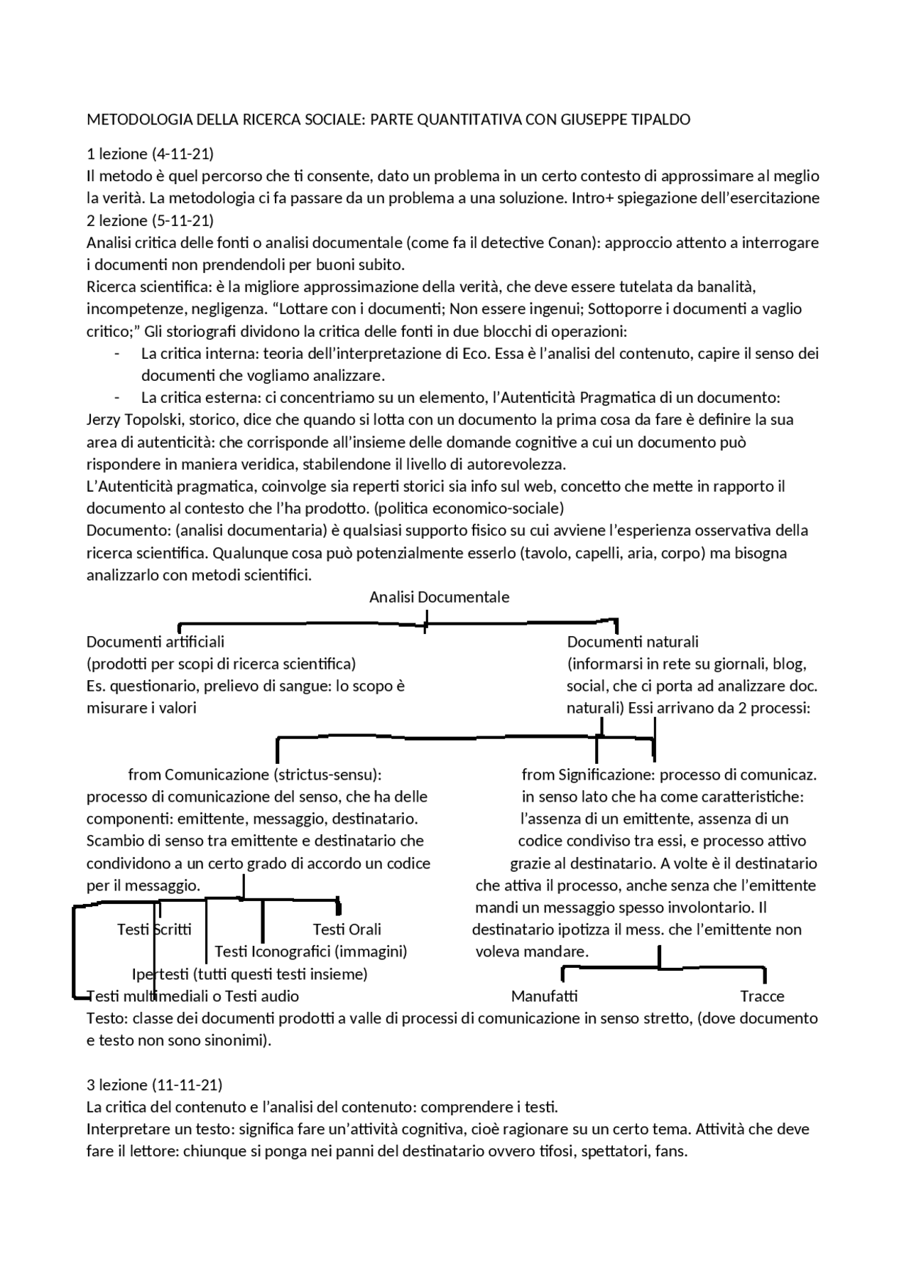 Appunti delle lezioni di metodologia della ricerca sociale | Schemi e mappe concettuali di ...
