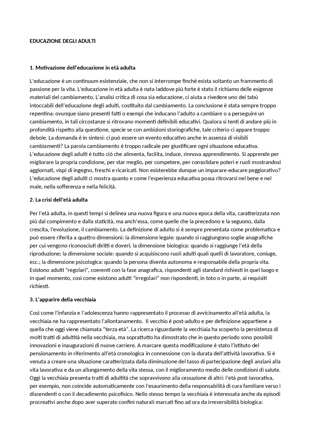 Educazione Degli Adulti Appunti Di Scienze Delleducazione Docsity