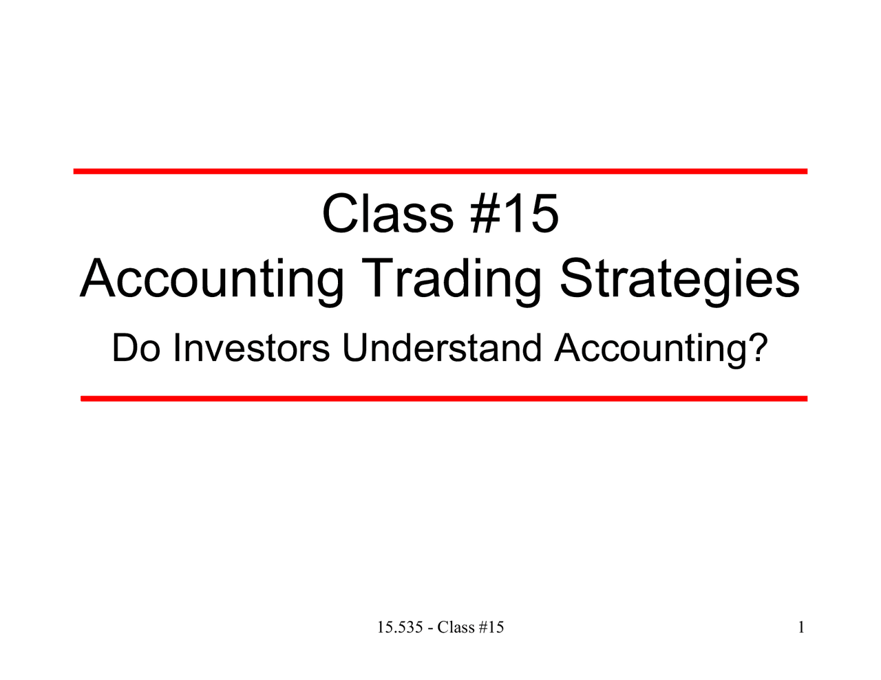 Accounting Trading Strategies In A Company Slides Accounting Docsity