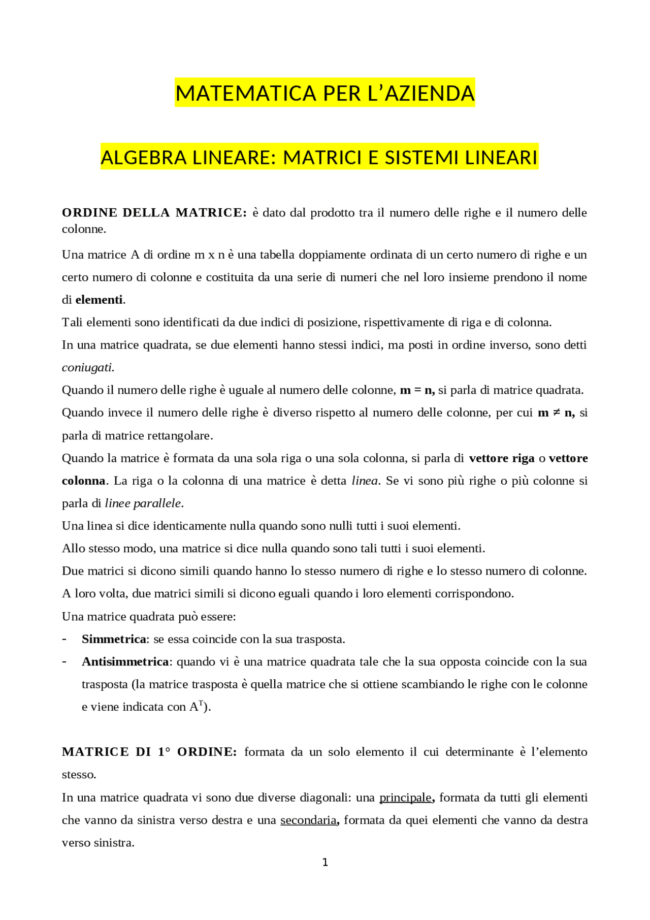 Riassunto Teorico Di Matematica Appunti Di Matematica Generale Docsity