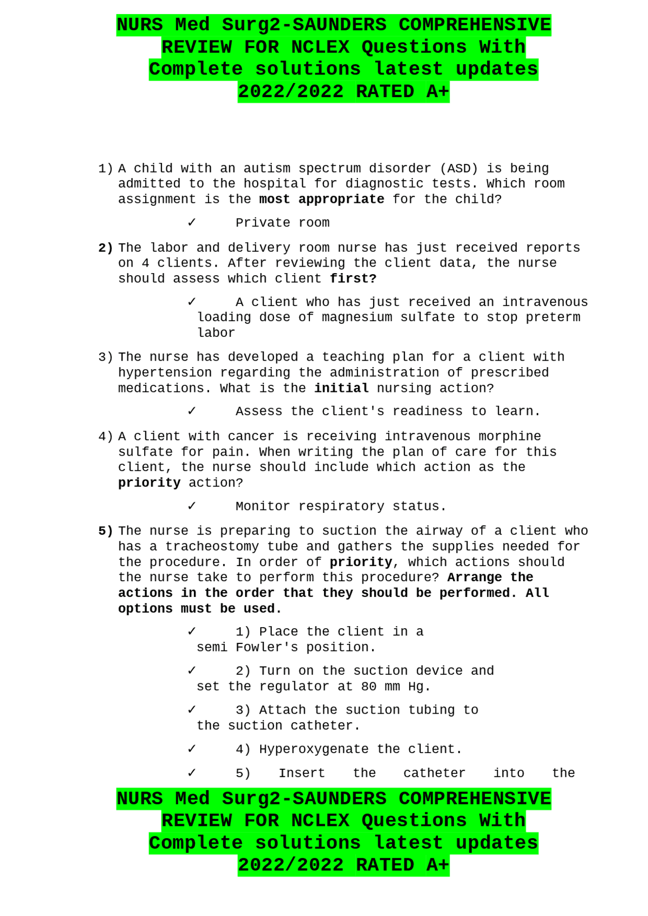 Nurs Med Surg2 Saunders Comprehensive Review For Nclex Questions With