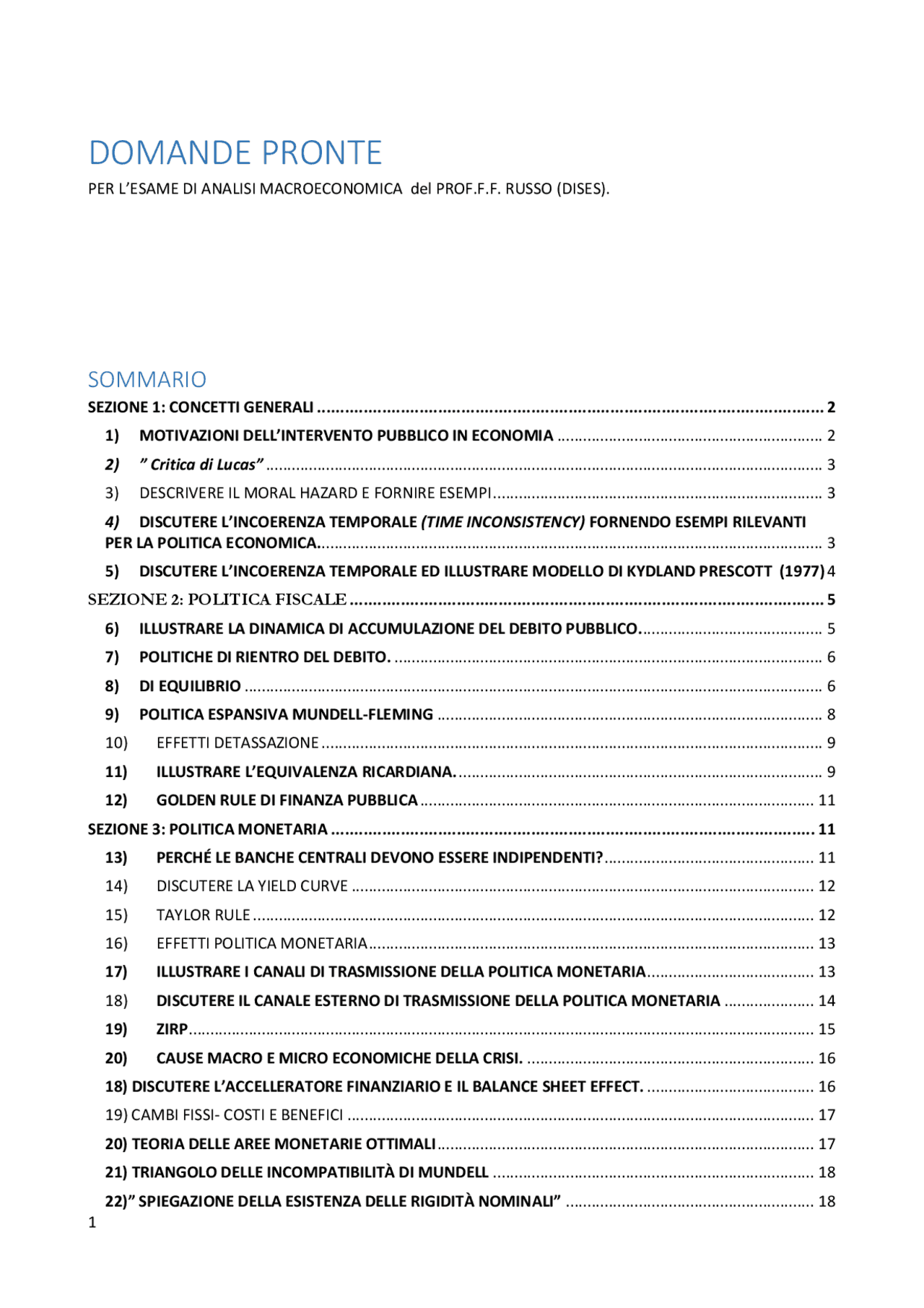 Domande Più Frequenti Di Macroeconomia Appunti Di Macroeconomia Docsity