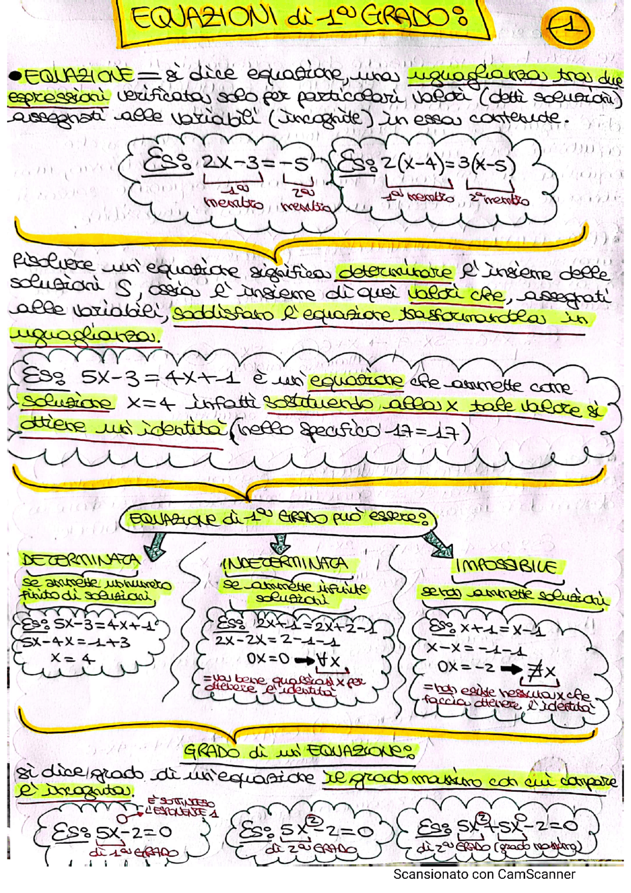 Equazioni Di 1° Grado Appunti Di Matematica Docsity
