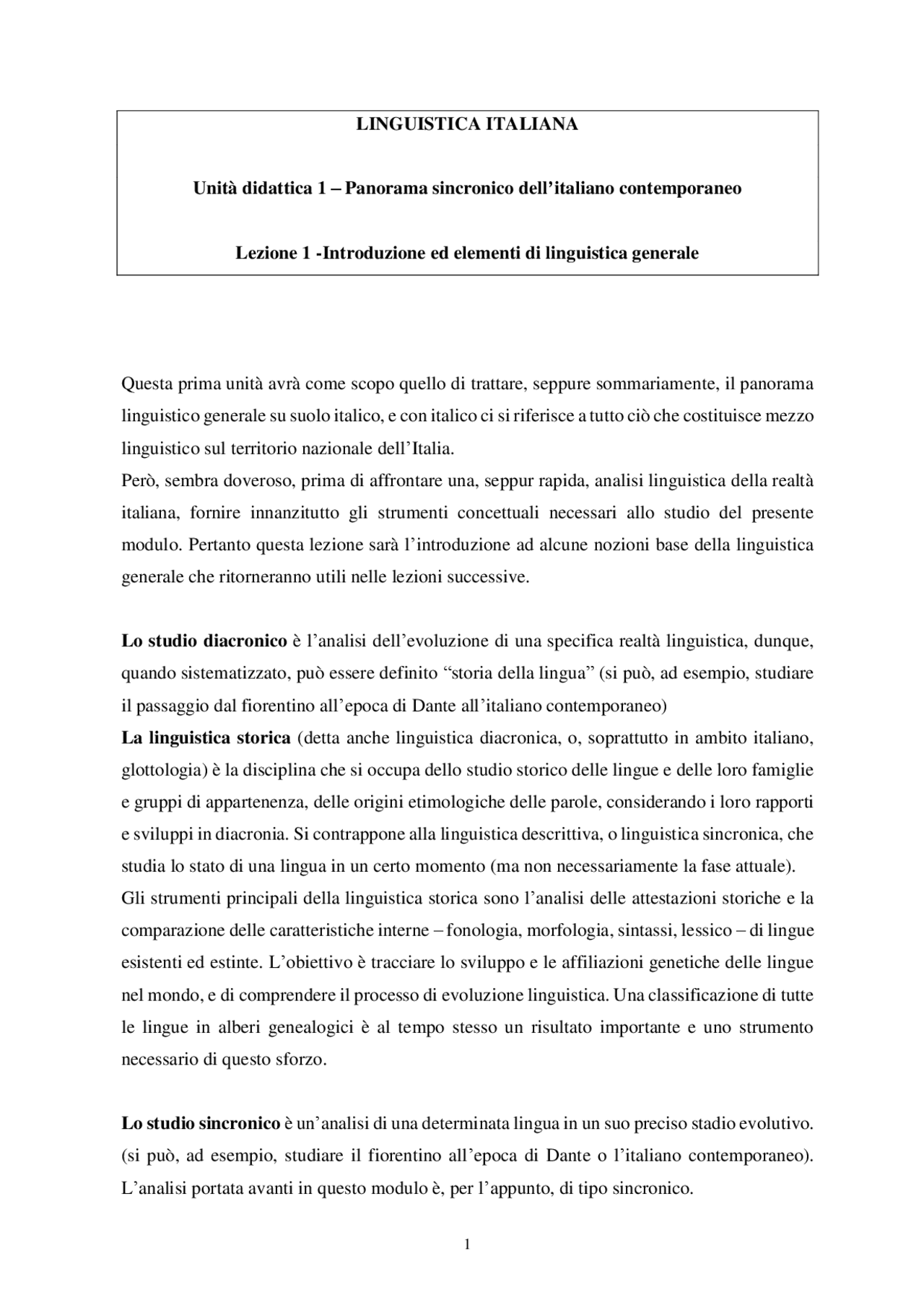 Riassunto Di Un Modulo A Scelta Di Linguistica Italiana Master