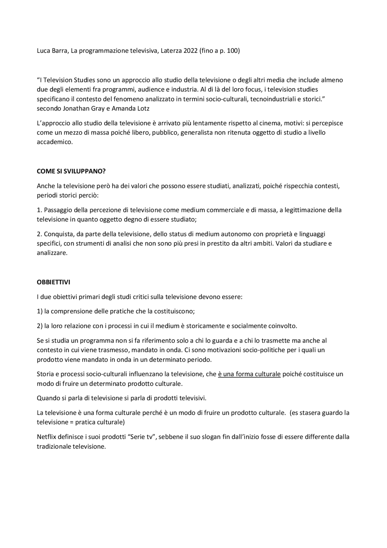 Preparazione esame modulo 1 | Appunti di Storia Della Radio E Della Televisione | Docsity