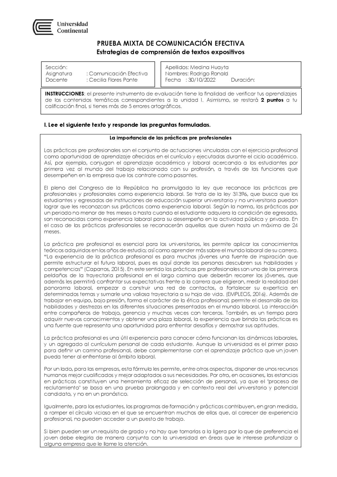 Examen Parcial De Química Exámenes De Ingeniería Docsity