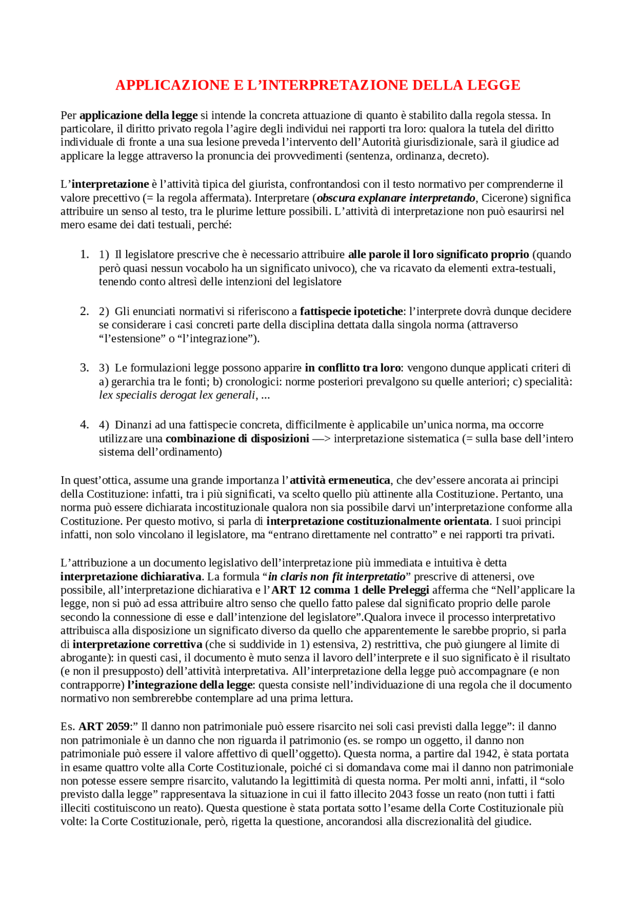 Applicazione e interpretazione della legge | Dispense di Diritto ...