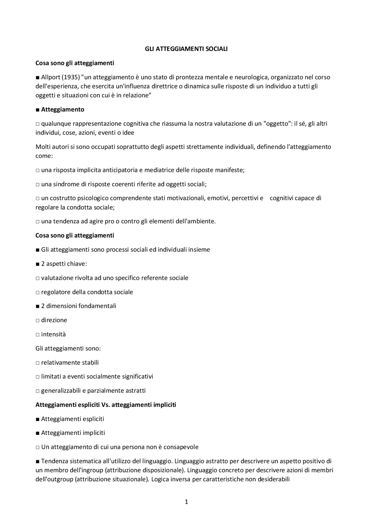 Riassunto slide dell'argomento Gli atteggiamenti | Slide di Psicologia ...