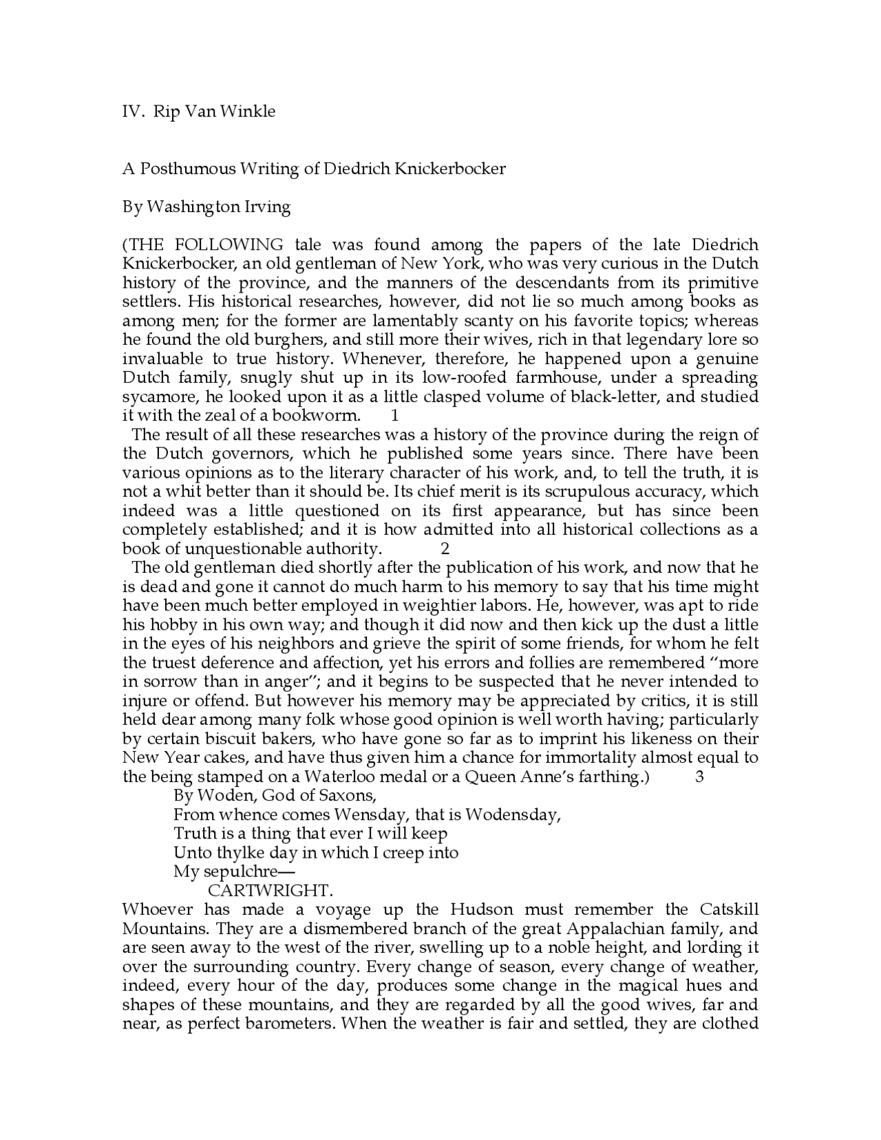 Texts Irving Van Winkle Monografías Ensayos De Idioma Inglés Docsity