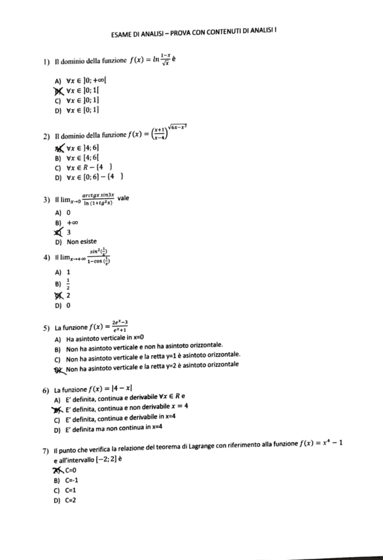 Analisi I Elaborato Esercizi Di Analisi Matematica I Docsity