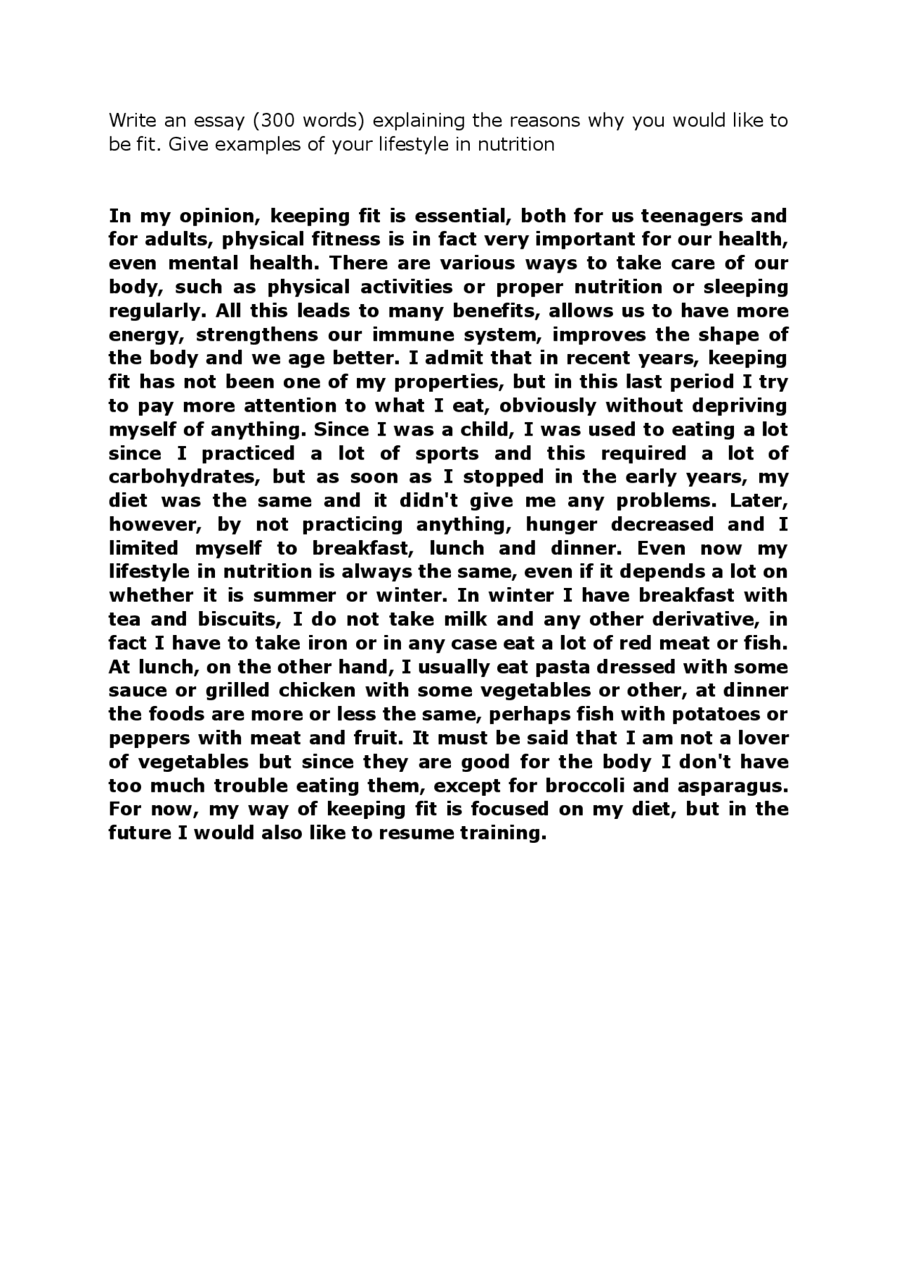 ESSAY INGLESE STILE NUTRIZIONE | Appunti di Inglese | Docsity