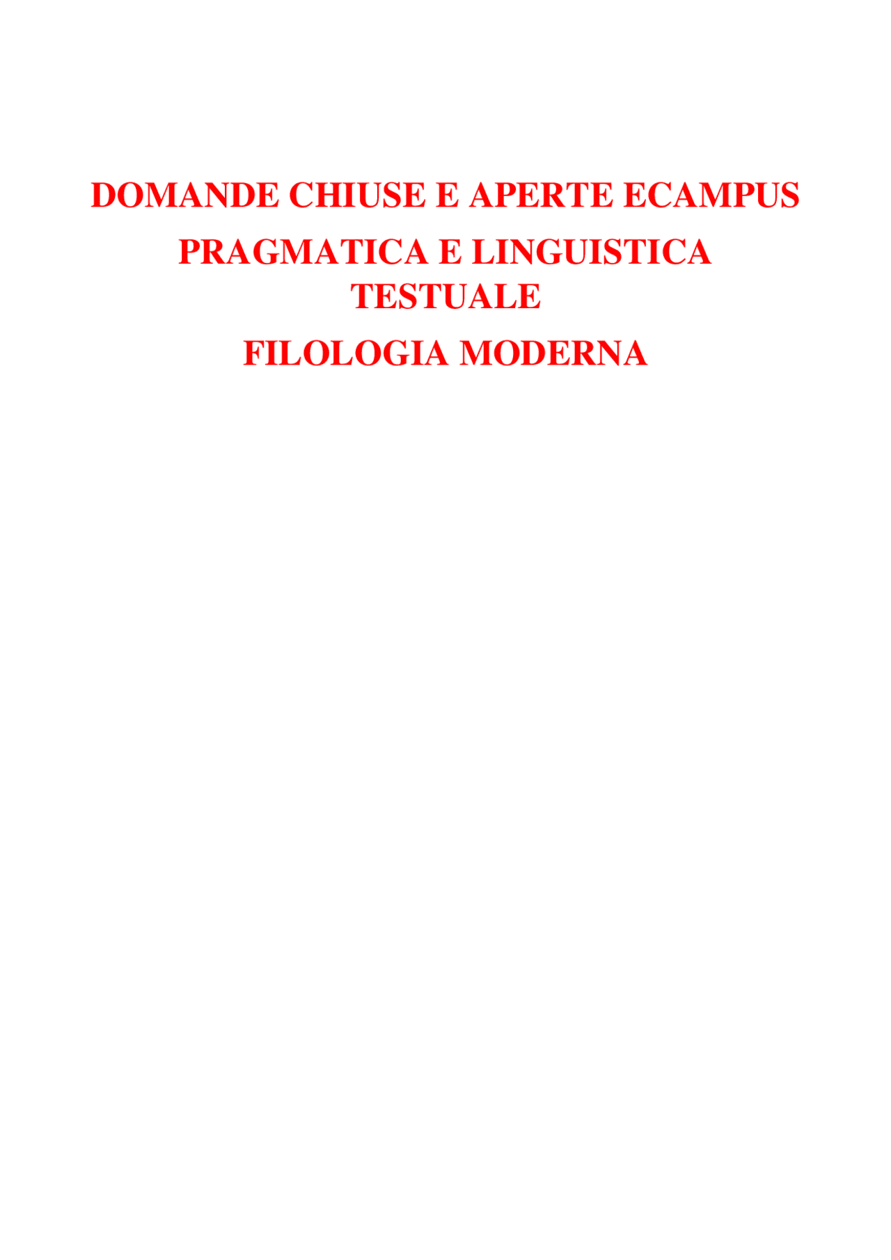 Pragmatica E Linguistica Testuale Dom Chiuse E Aperte Ecampus Prove