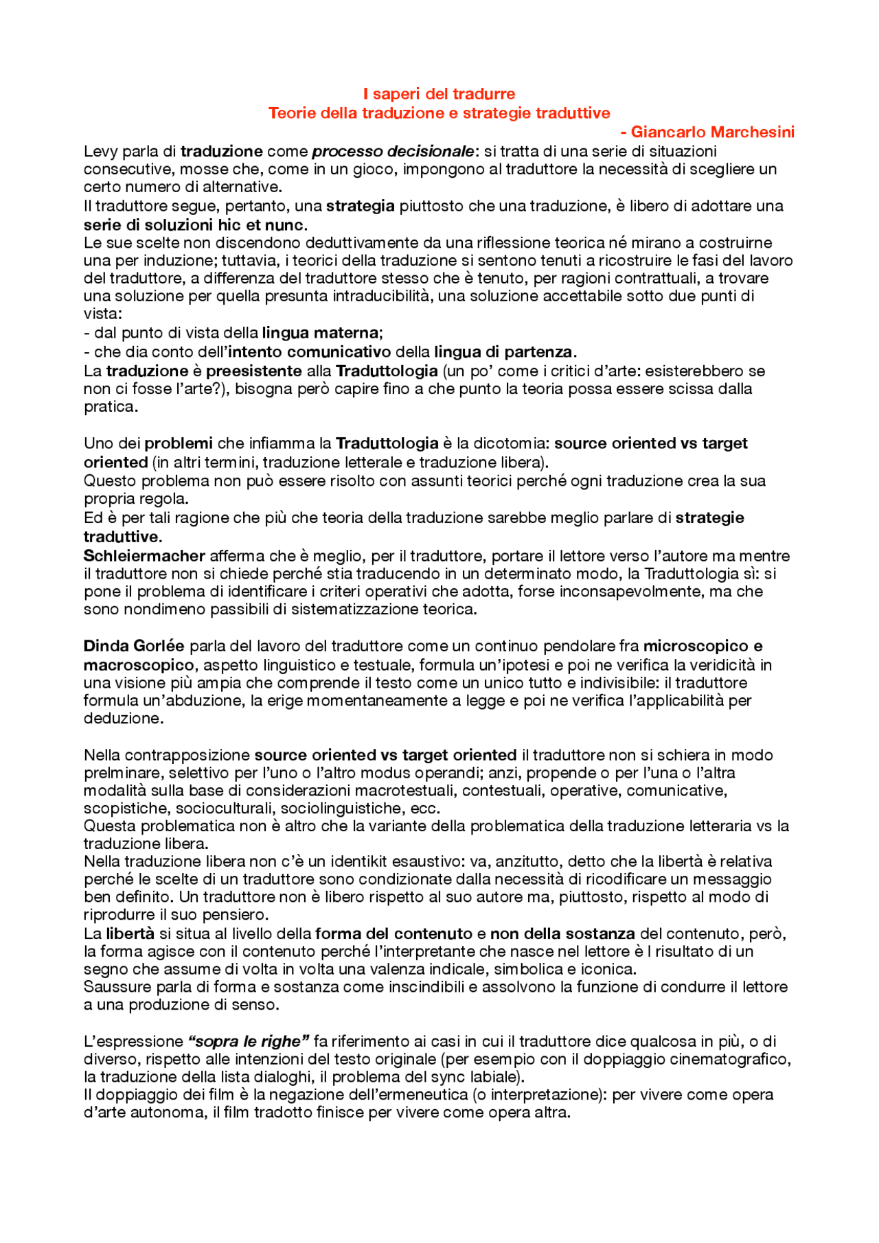 Riassunto I Saperi Del Tradurre Analogie Affinità Confronti